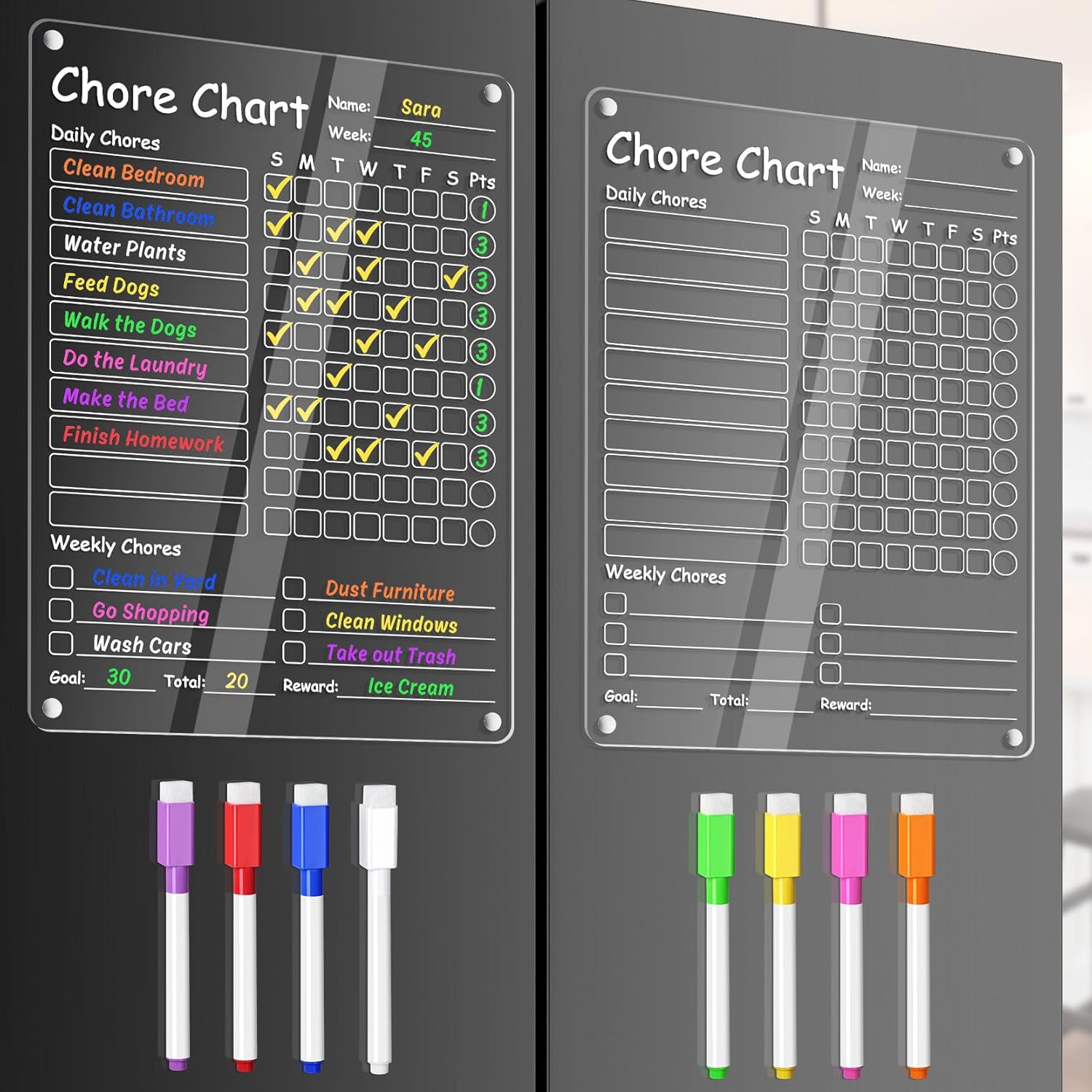 Acrylic Chore Chart for Kids Clear Dry Erase Checklist for Kids Chore ...