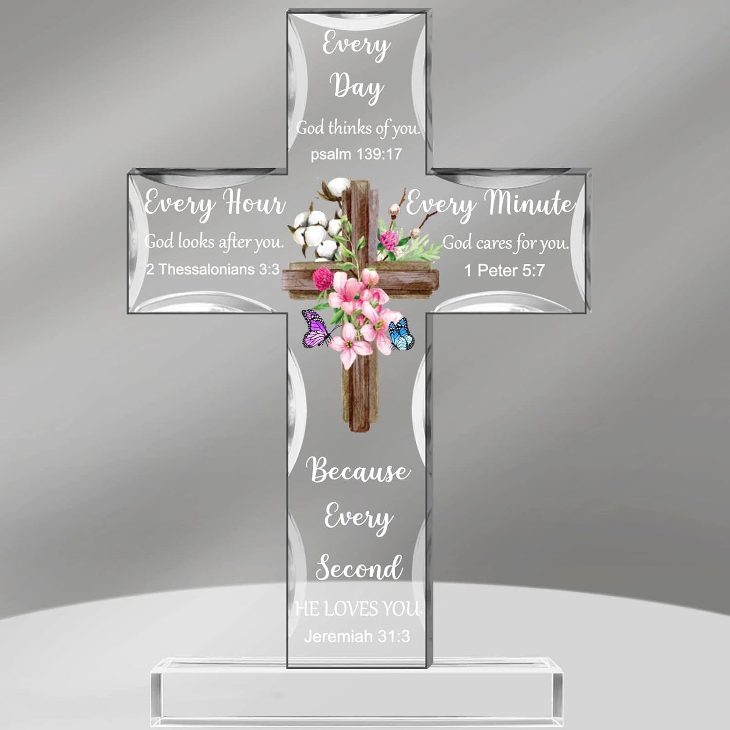 Acrylic Christian Standing Cross Inspirational Gifts with Bible Verse ...