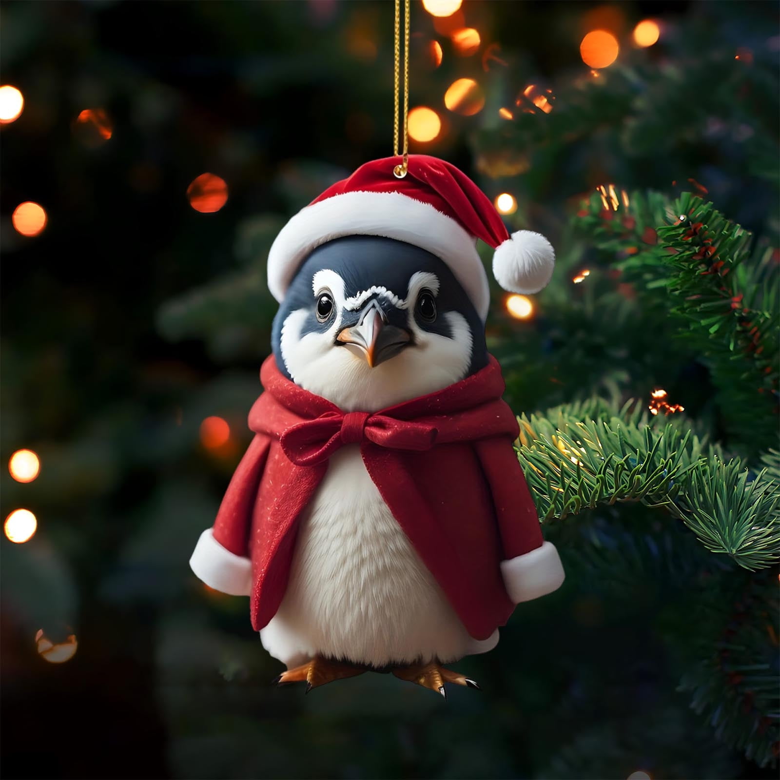 Acrylic Christmas Cartoons Cape Penguin Pendant Car Rearview Mirror ...