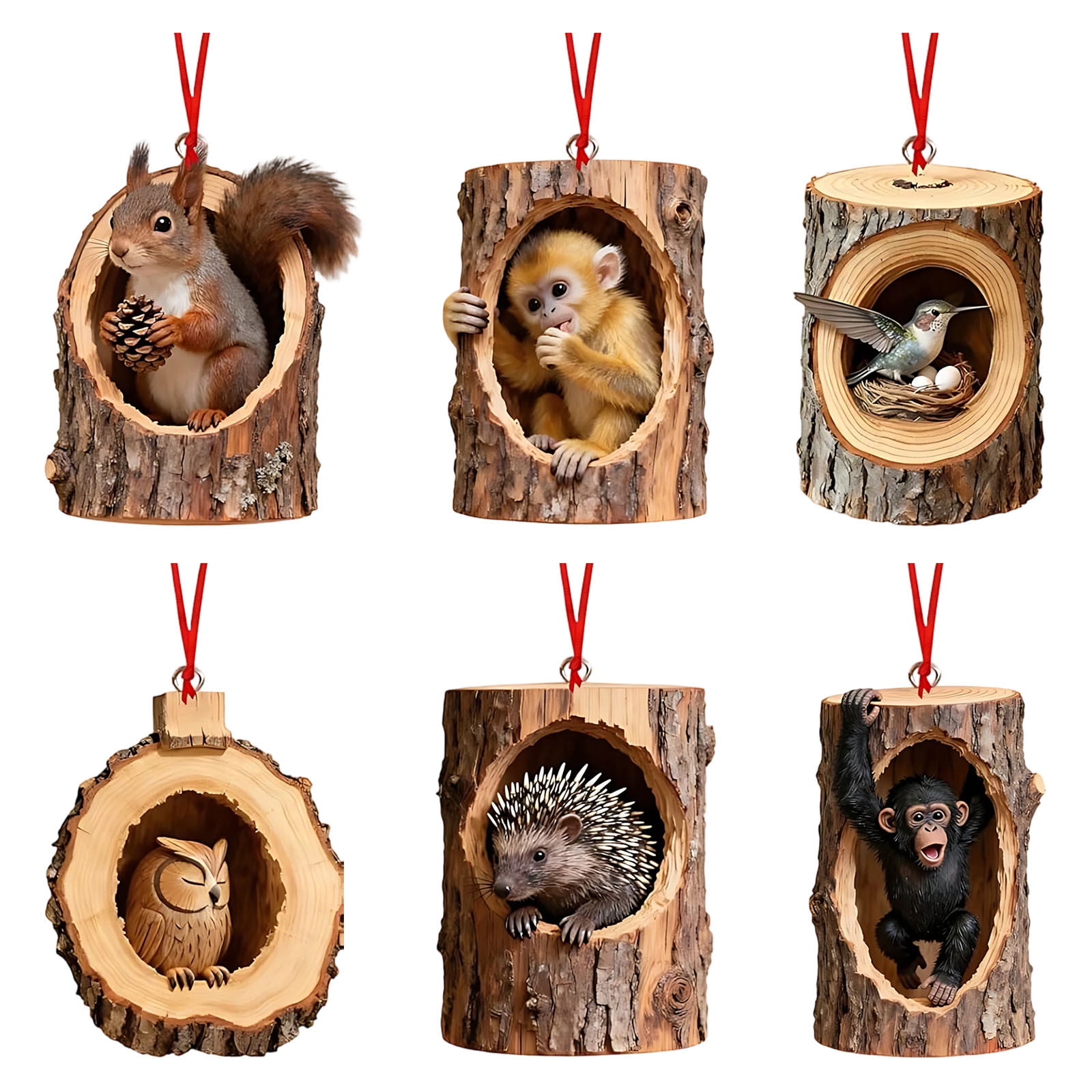 Acrylic Christmas Ornaments Animal Christmas Tree Decorations Forest ...