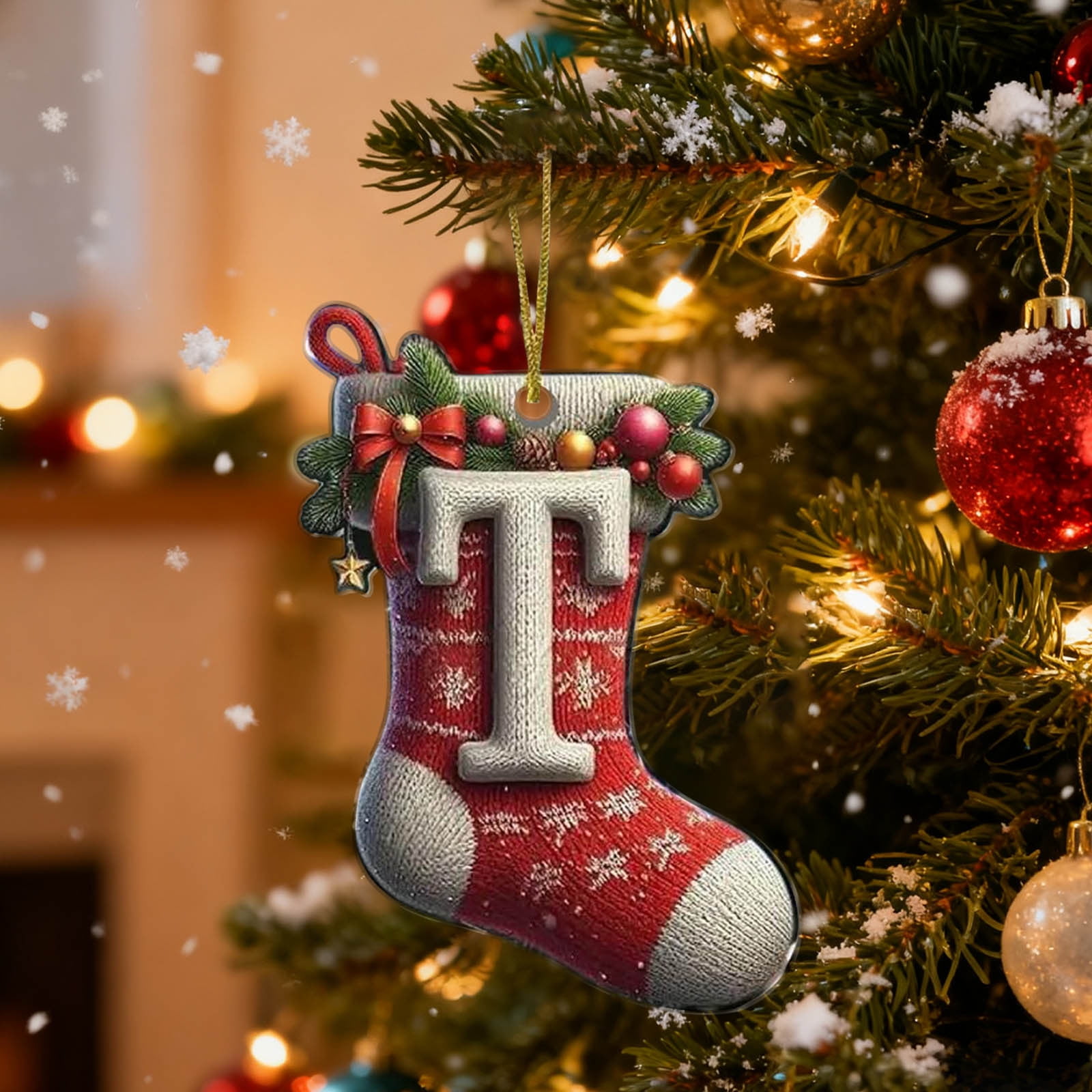 Acrylic Christmas Stocking Ornament | Personalized Alphabet Letters ...