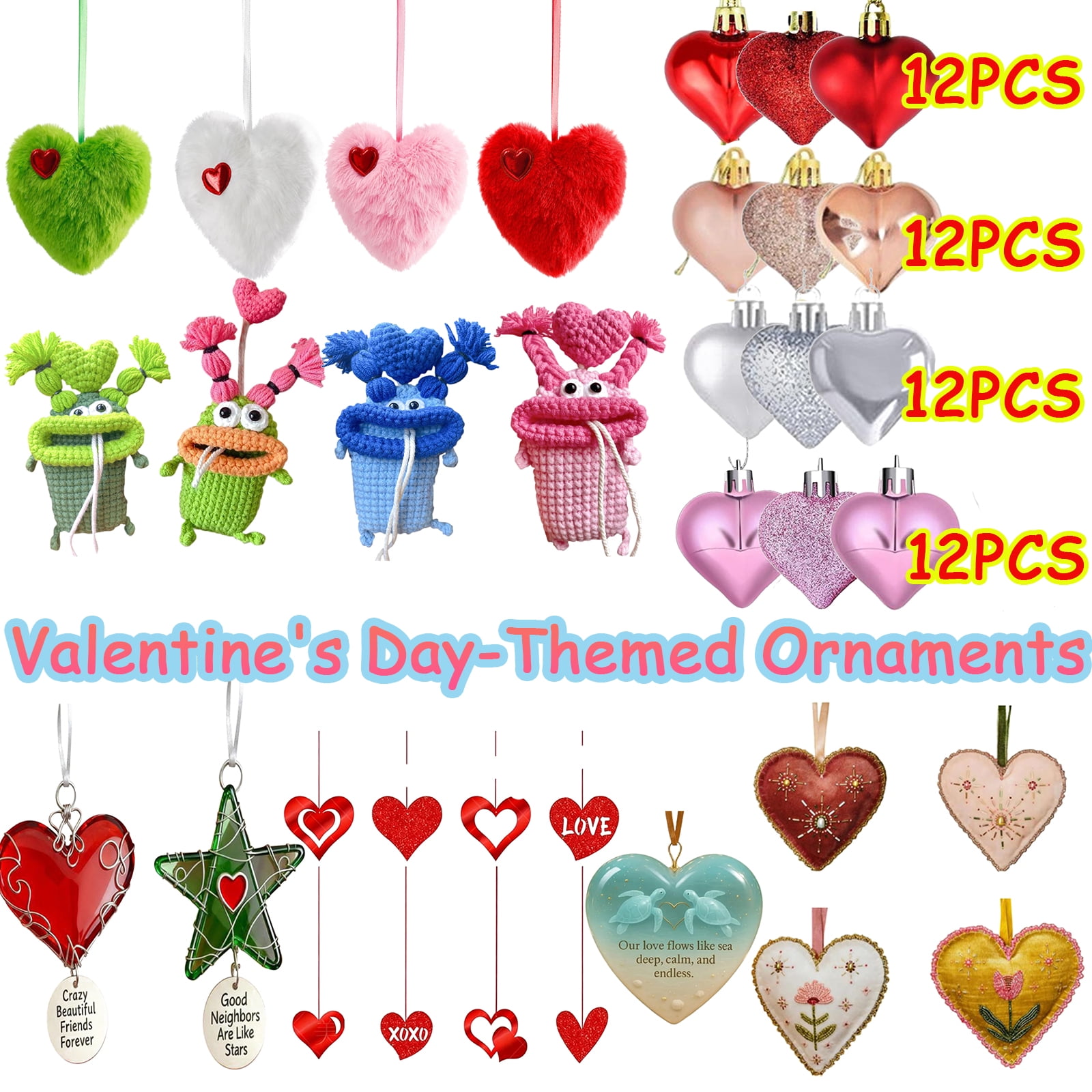 Acrylic Christmas Tree Heart Pendant, Transparent Hanging Ornament ...