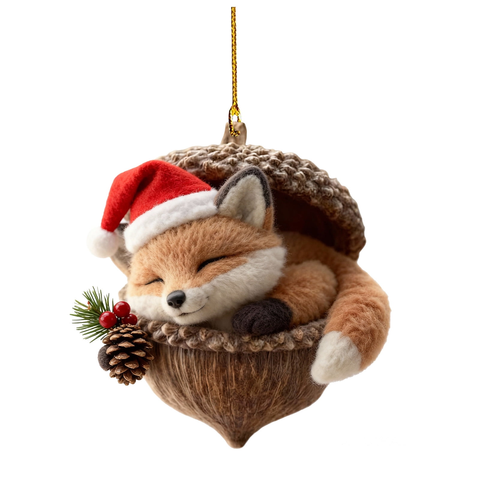 Acrylic Christmas Tree Ornaments Forest Animals Print Holiday Decor Set ...