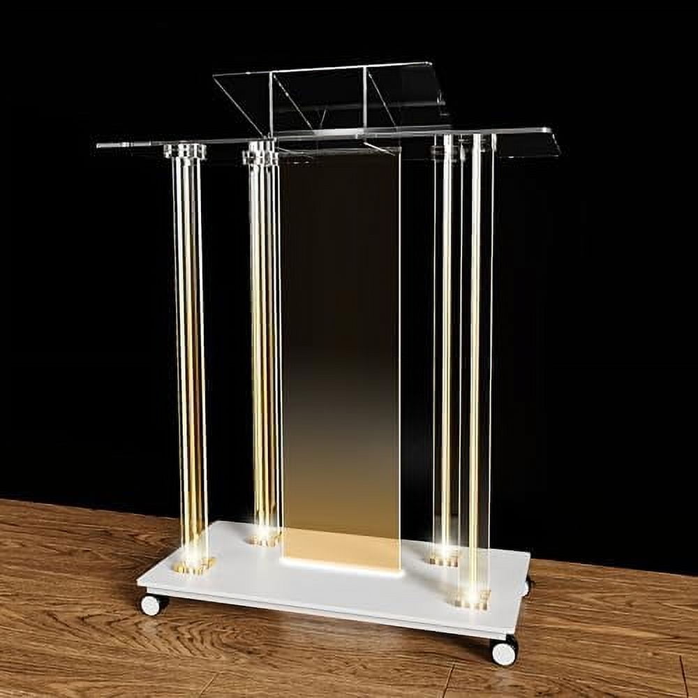 Acrylic Church Pulpit, 49-inch Transparent LED Podium with Wheels ...