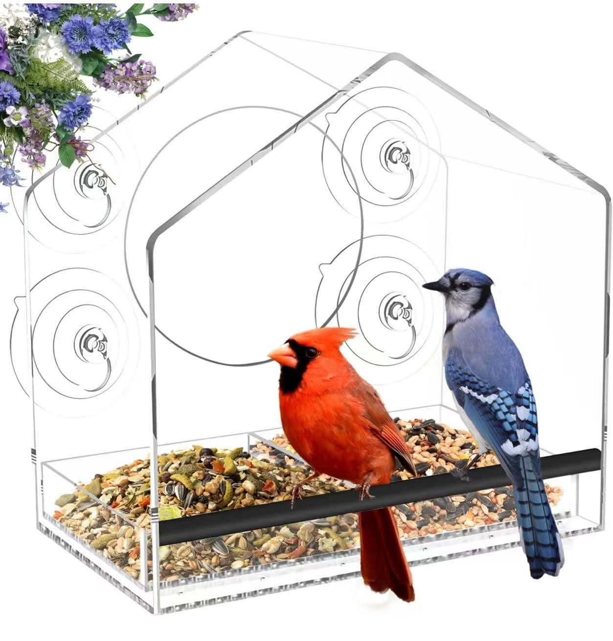 Acrylic Clear Bird Feeders for Window Viewing, Weather Resistant & Easy ...
