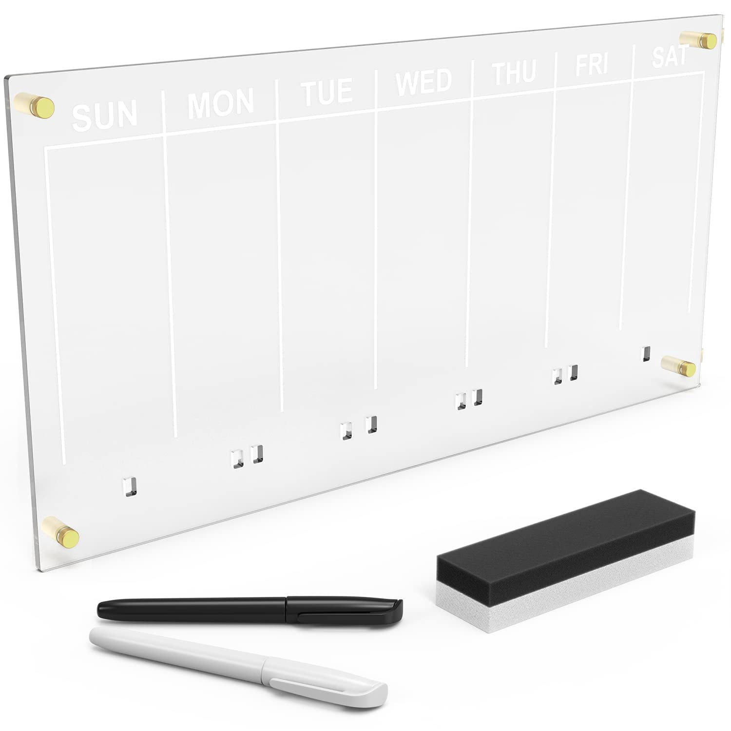 Acrylic Clear Calendar for Wall, 24" x 12" Weekly Planner with Dry ...