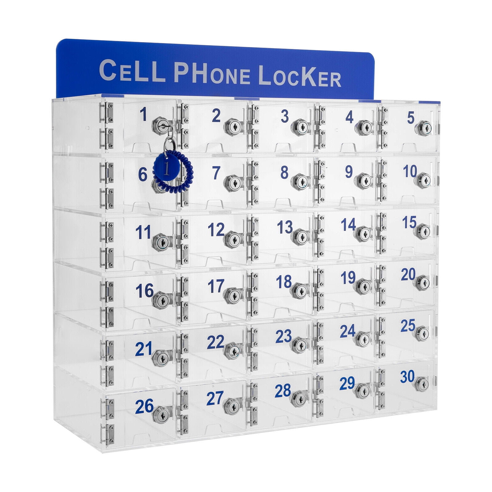 Acrylic Clear Cell Phone Lock Box 30-slot Cell Phones Storage Cabinet ...