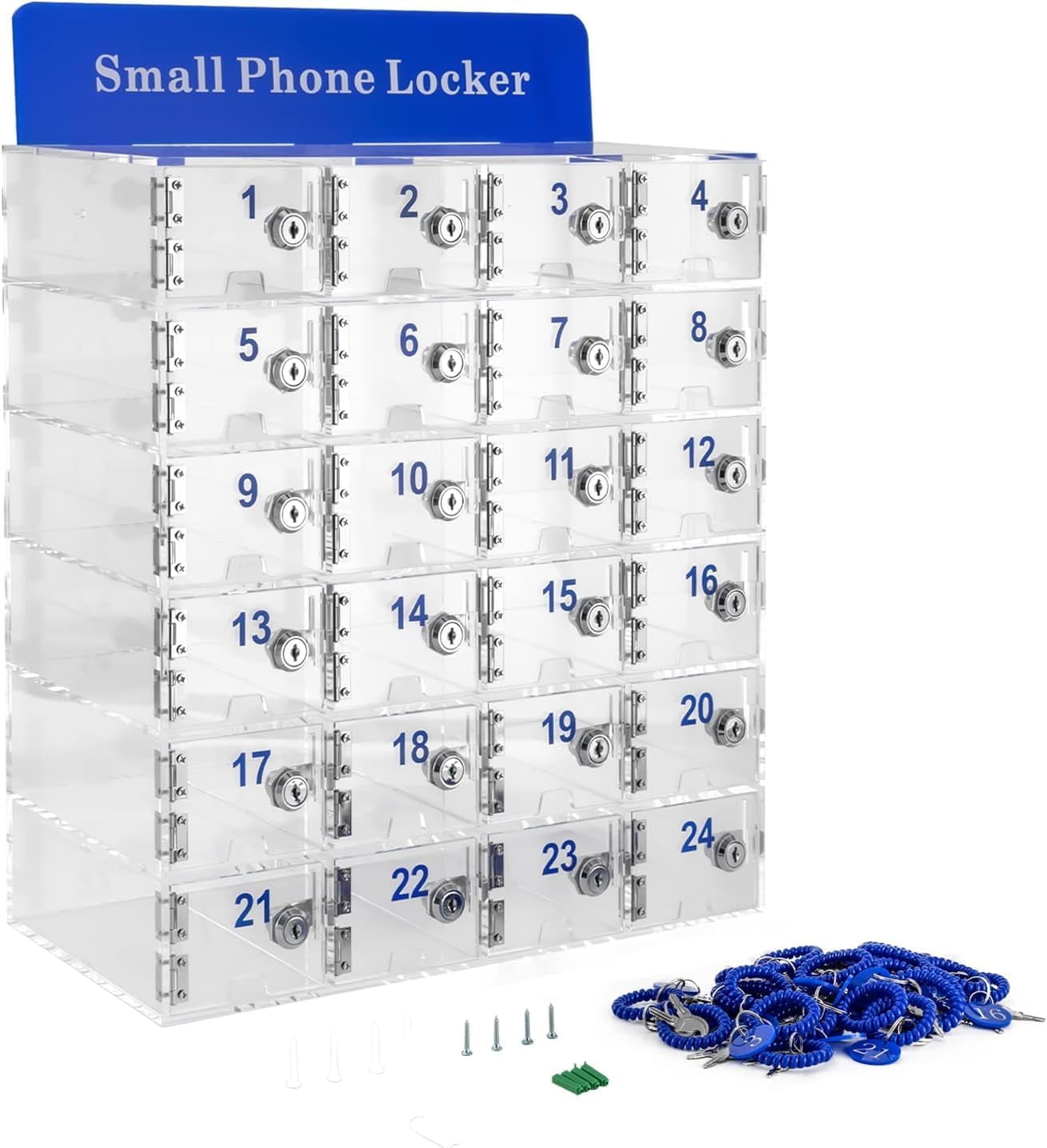 Acrylic Clear Cell Phone Locker Box, Wall-Mounted Cell Phones Storage ...