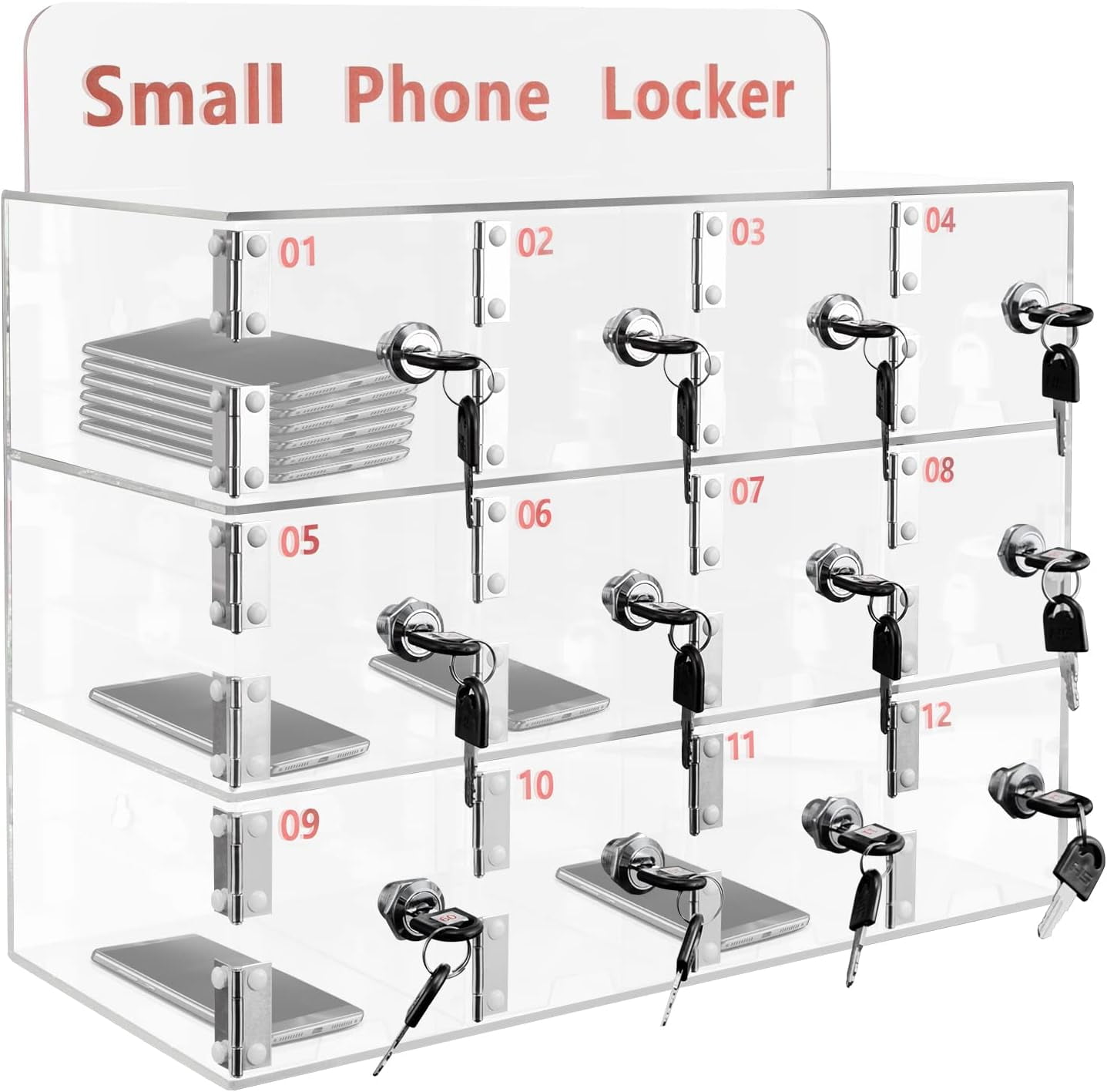 Acrylic Clear Cell Phone Locker Box, Wall-Mounted Cell Phones Storage ...