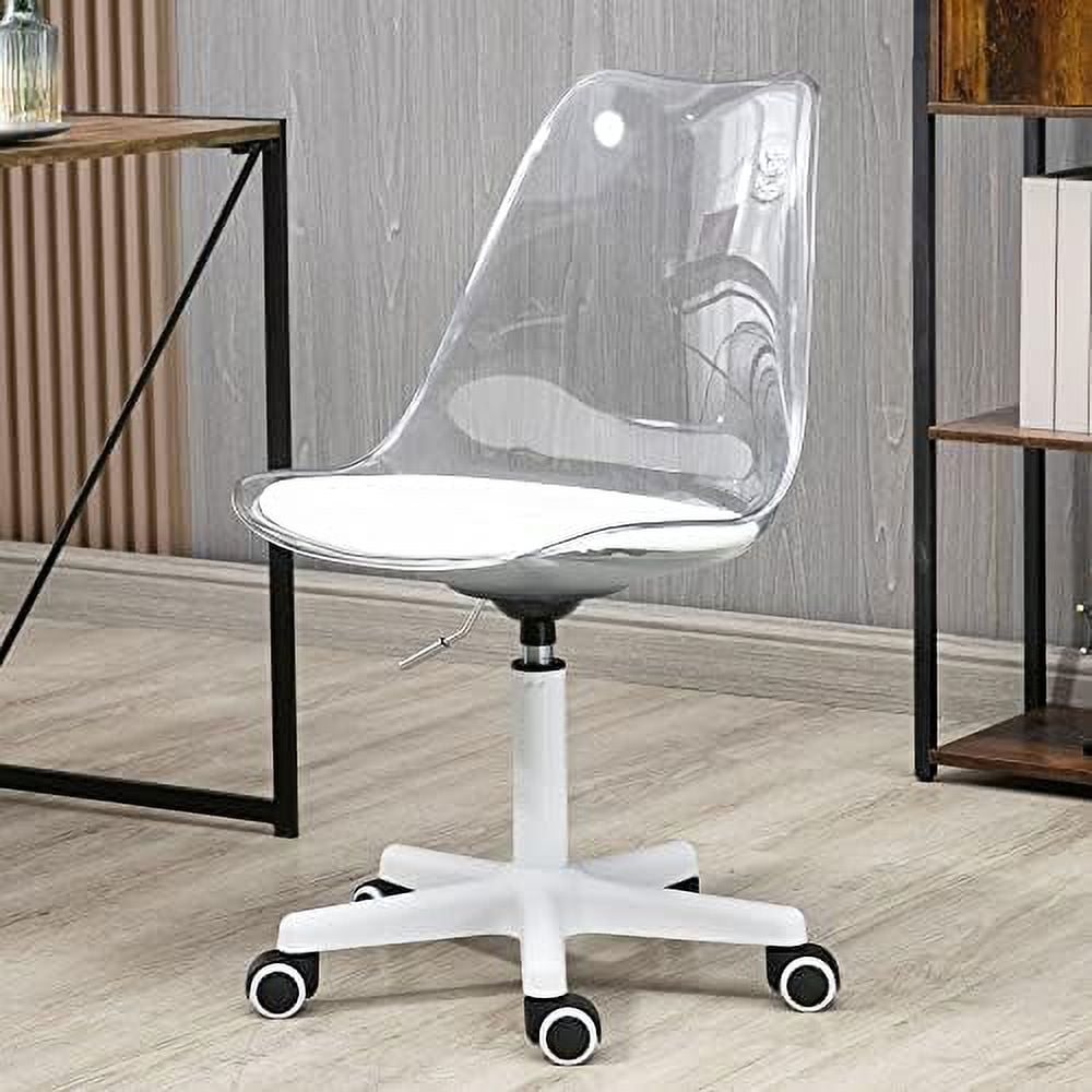Acrylic Clear Desk Chair, Modern Small Cute Armless Vanity Rolling ...