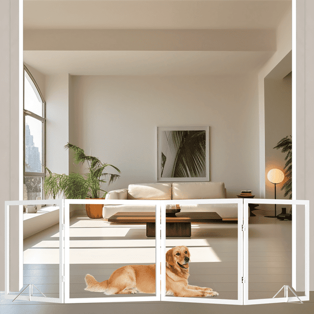 Fairy Baby Clear Dog Gate Wooden Freestanding Foldable Transparent Pet ...