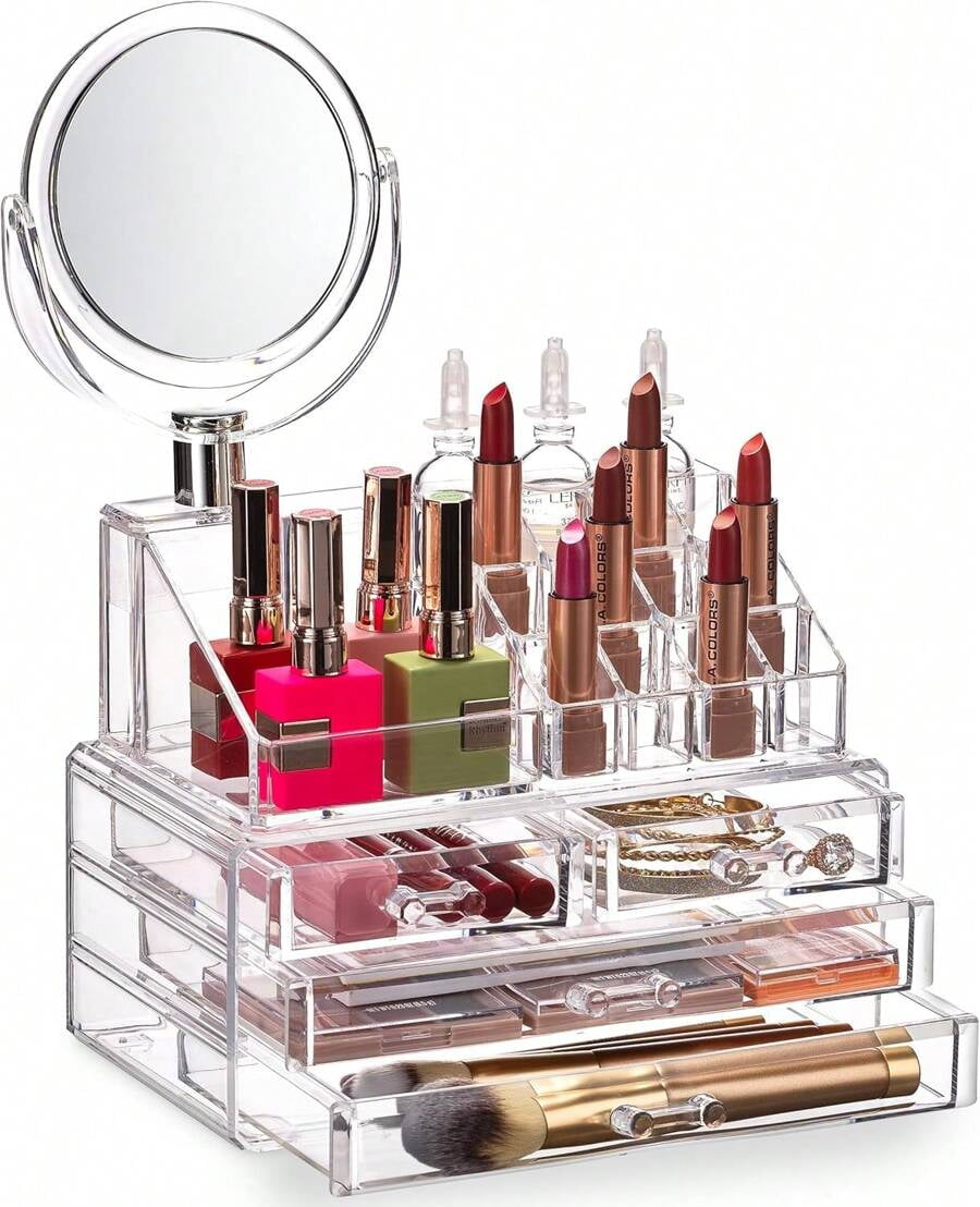 Acrylic Clear Dustproof Makeup Storage Organizer Drawers Large Skin ...