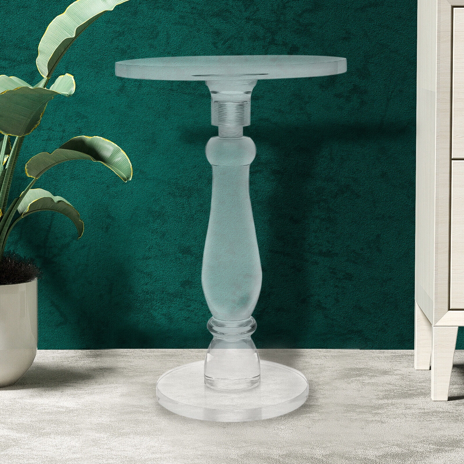 Acrylic Clear End Table Round Modern Side Table for Living Room ...