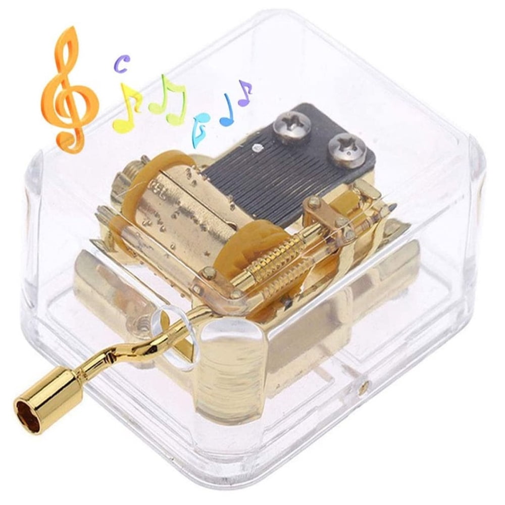Acrylic Clear Gold Hand Crank Music Box for Mom/Dad/Daughter/Son ...
