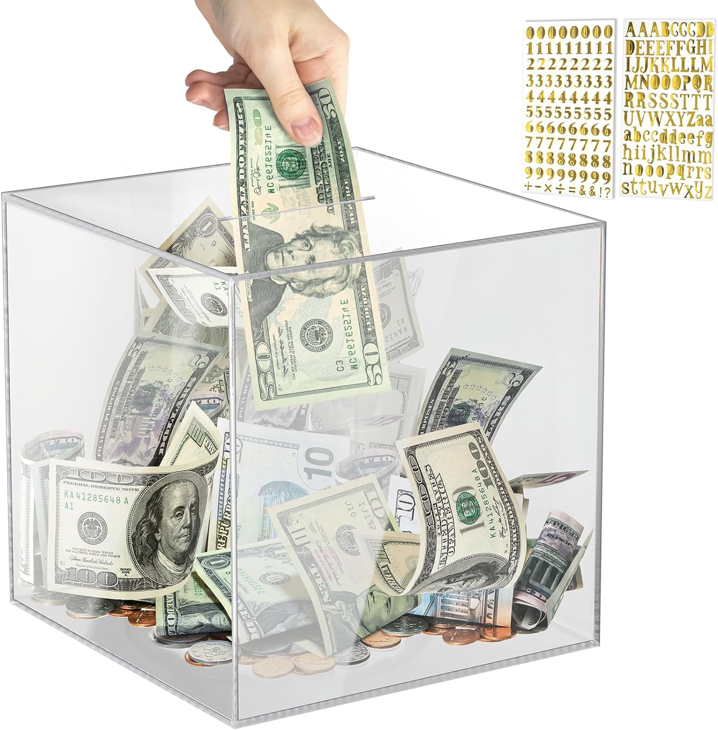 Acrylic Clear Piggy Bank Money Saving Box for Cash Saving, Must Break ...