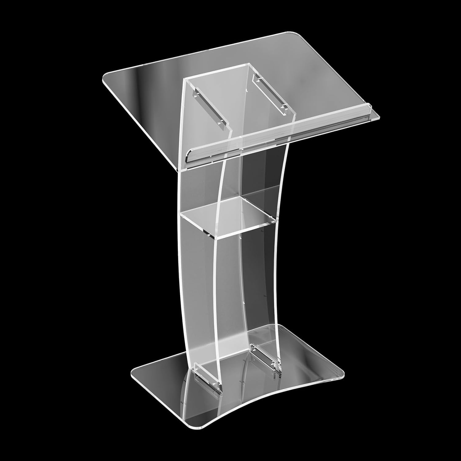 Acrylic Clear Podium Plexiglass Pulpit, School Conference Church Curve ...