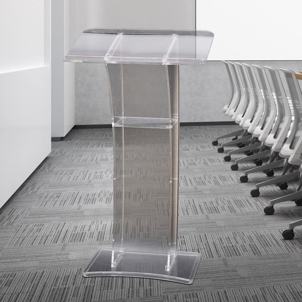 Acrylic Clear Podium, Plexiglass Pulpit School Conference Church Curve ...