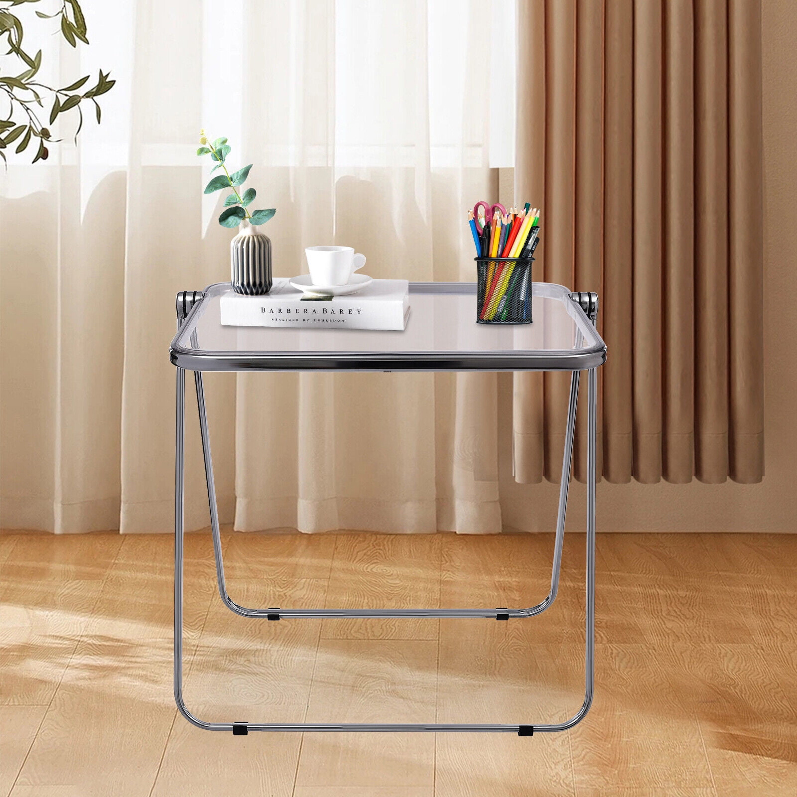 Acrylic Clear Square Coffee Table Side End Table Foldable Table ...