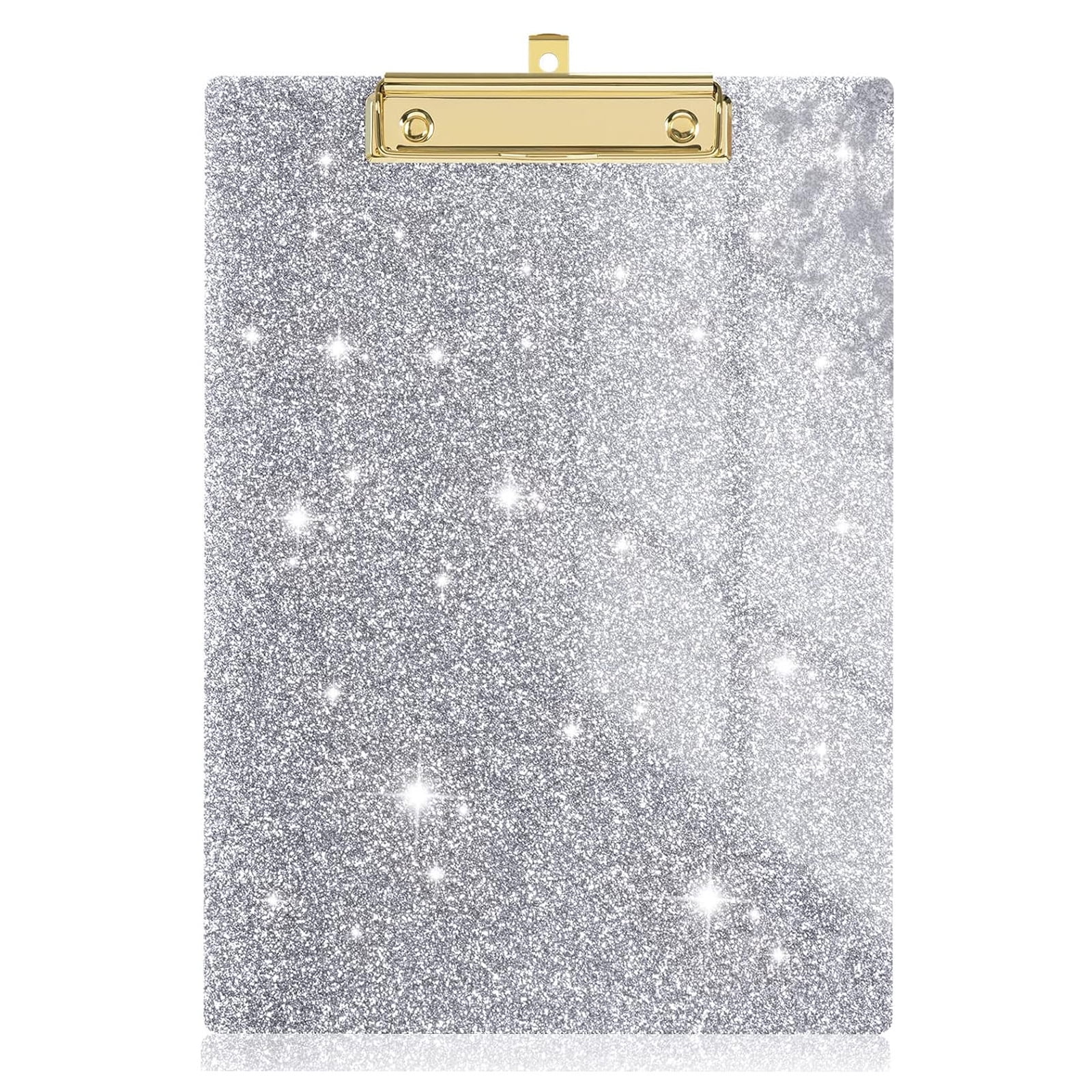 Acrylic Clipboard With Stylish Glitter Laminated Surface Ultra-Shiny Effect Low-Profile Gold ...