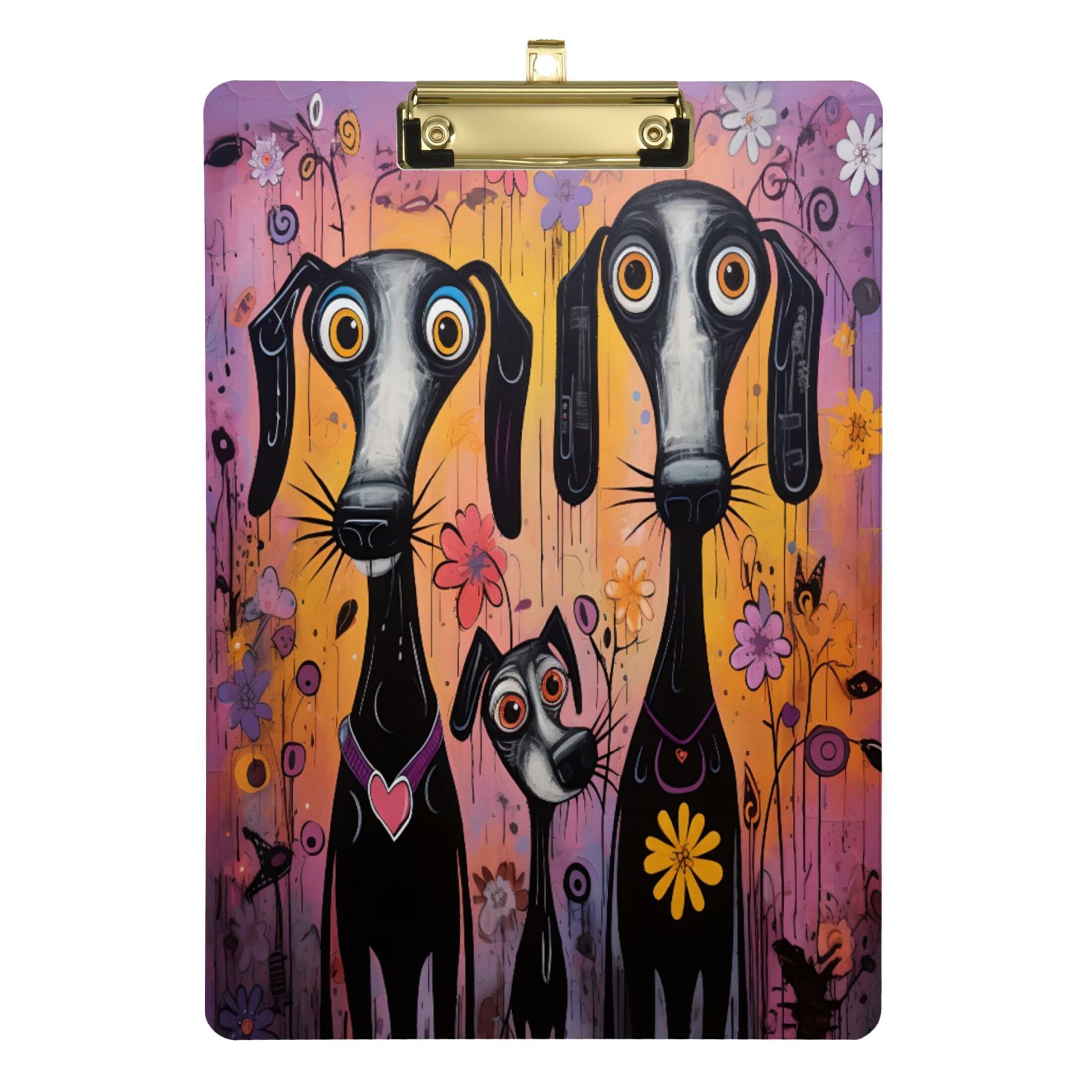 Acrylic Clipboards Dogs with Daisy Floral A4 Standard Size Clipboard 12 ...