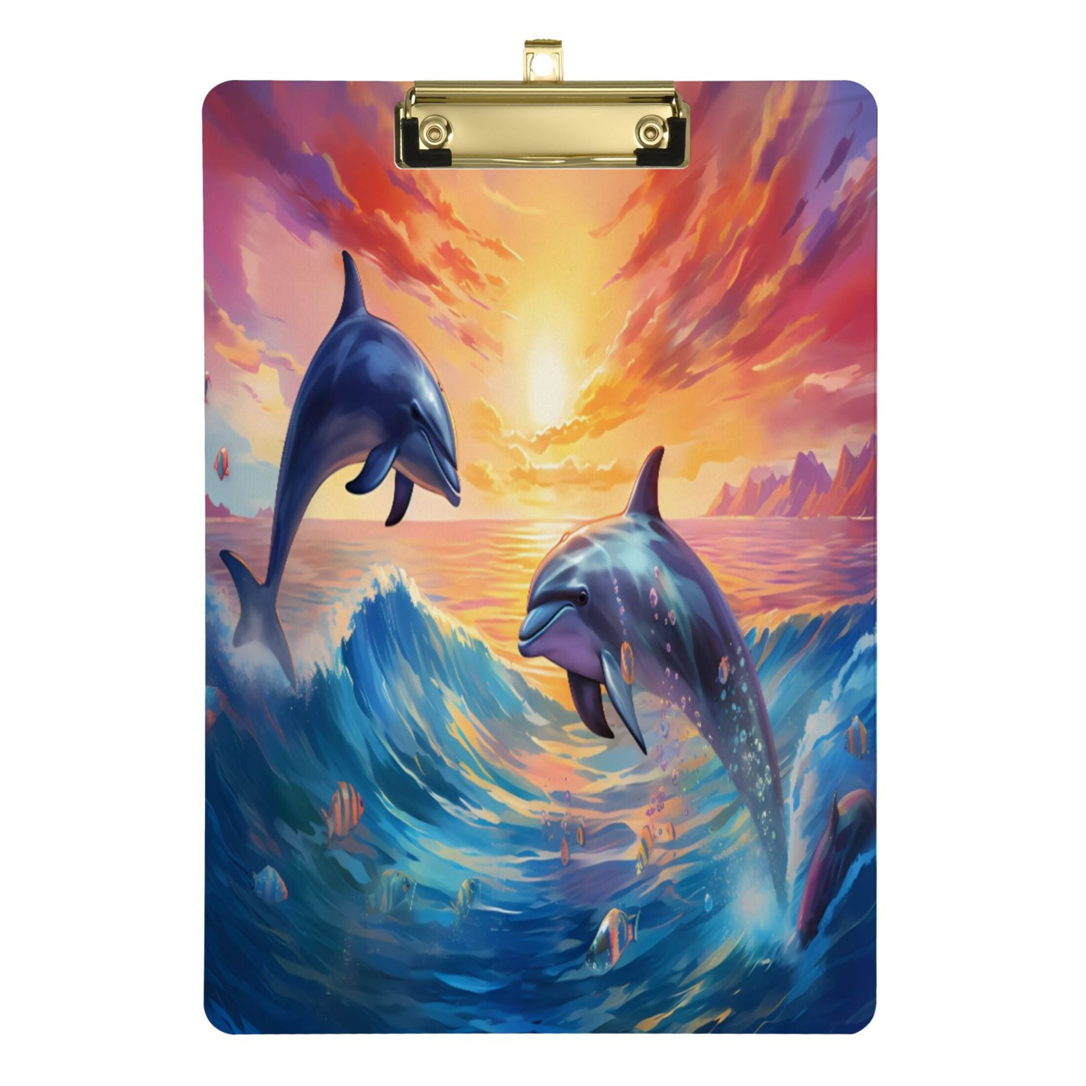 Acrylic Clipboards Dolphins and Waves A4 Standard Size Clipboard 12.5 ...