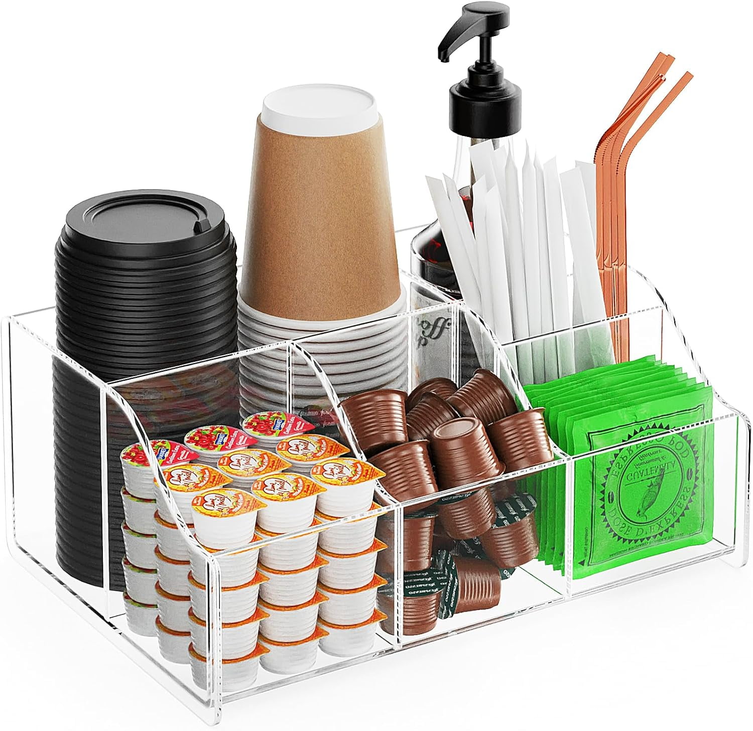Acrylic Coffee Bar Organizer Station - Multiple Compartments - Kitchen ...