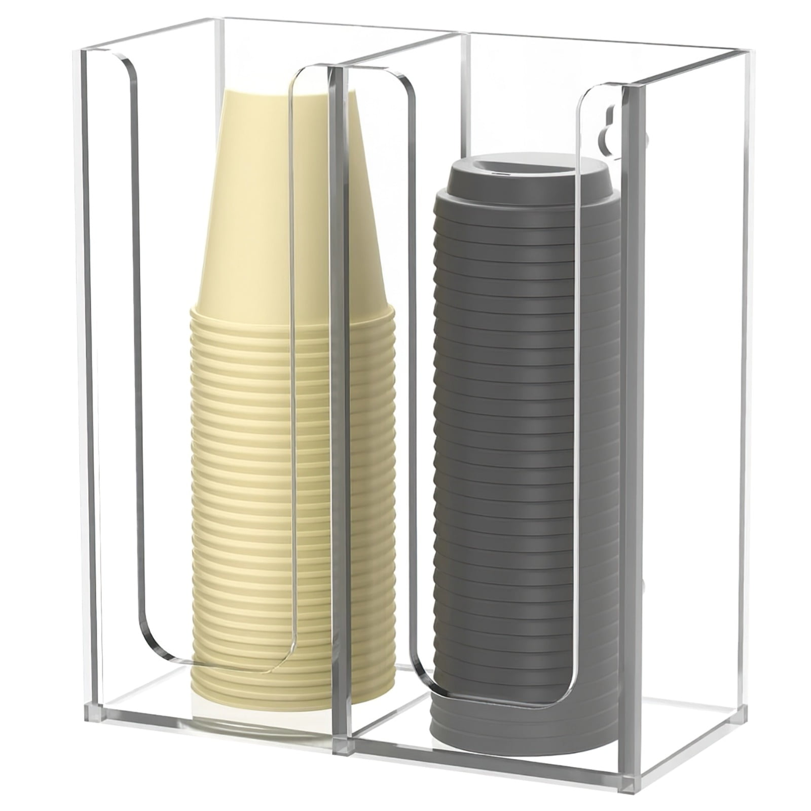 Acrylic Coffee Cup and Lid Organizer, 2 Compartment Clear Disposable ...