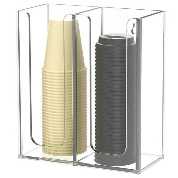 Acrylic Coffee Cup and Lid Organizer, 2 Compartment Clear Disposable ...
