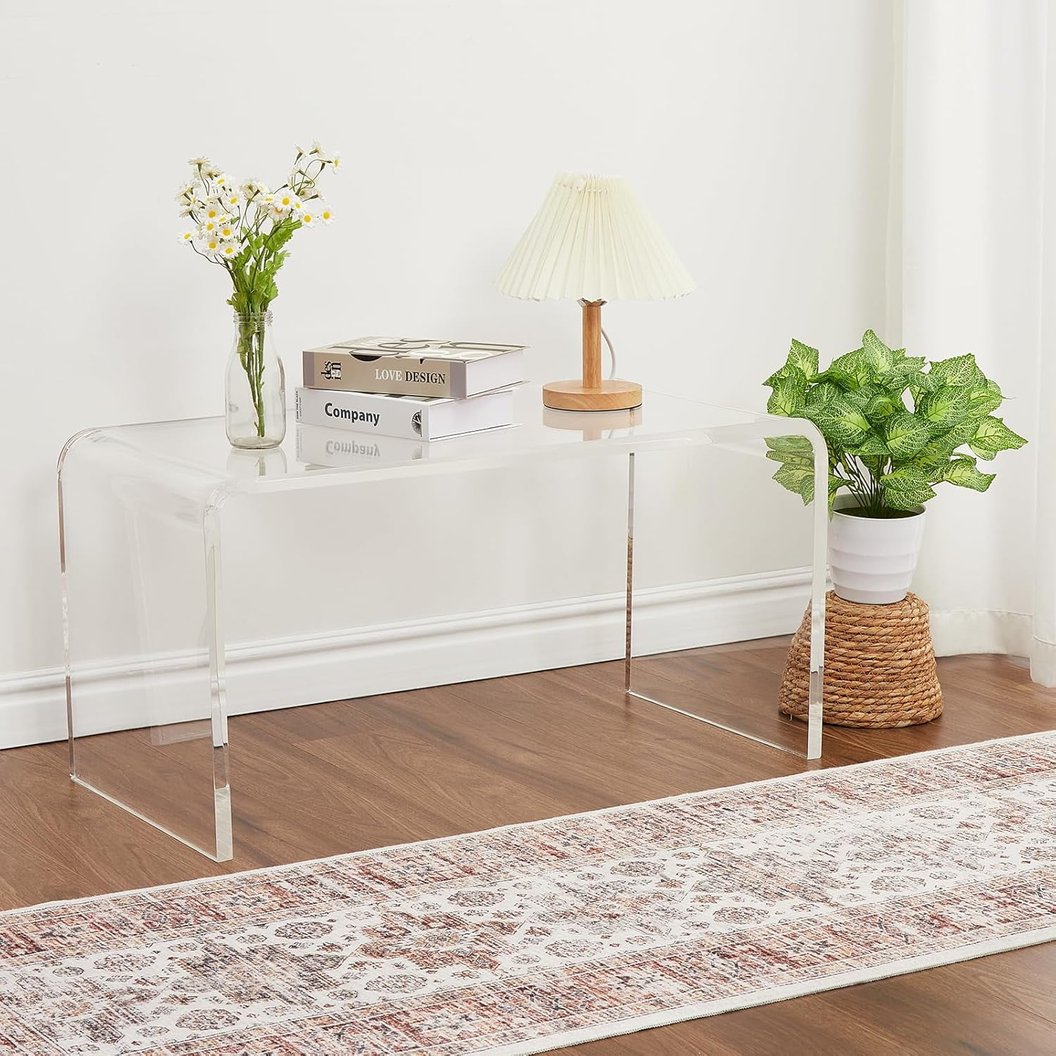 Acrylic Coffee Table, U-Shaped Clear Acrylic End Table, Transparent ...