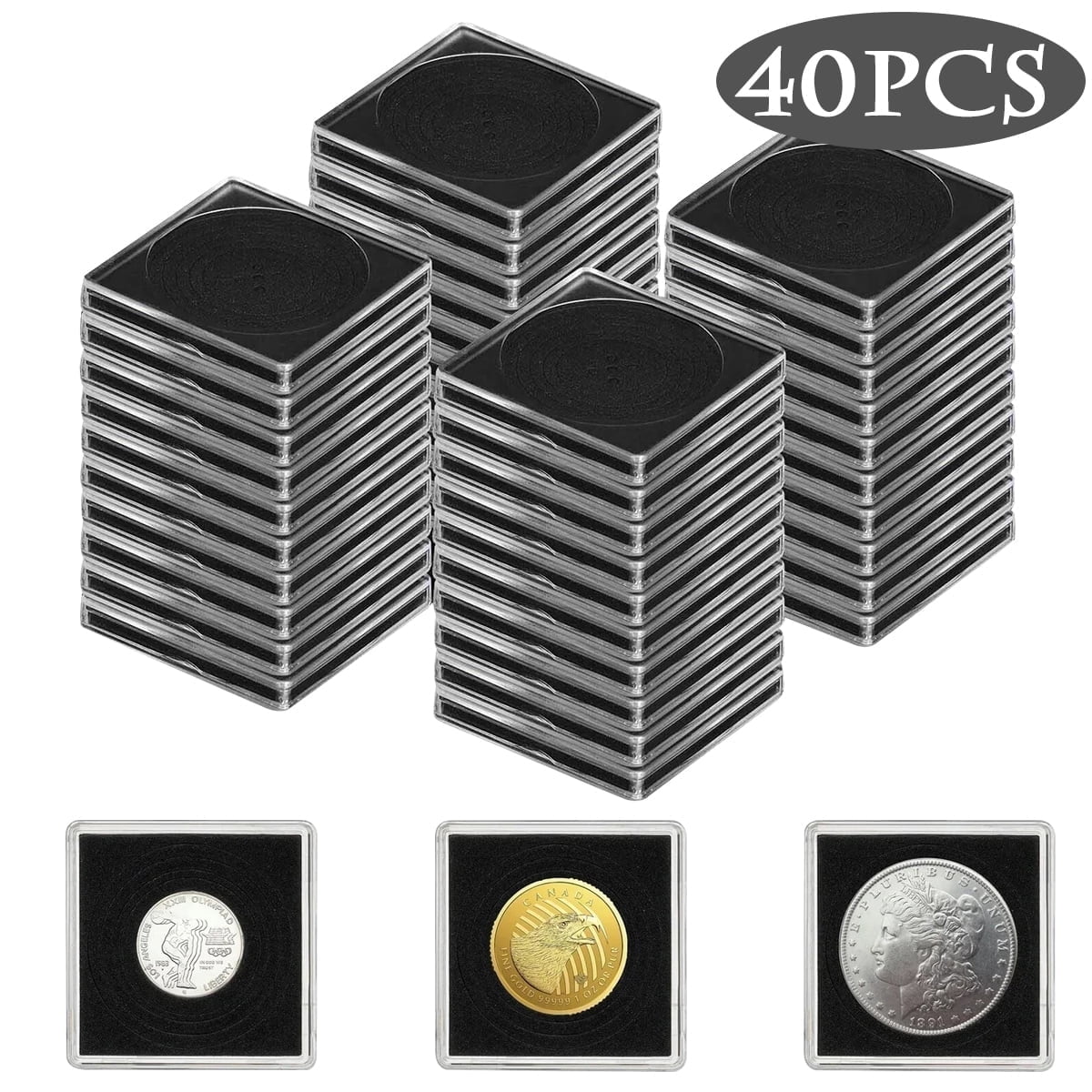 Acrylic Coin Collection Cases with Adjustable Sponges Coin Snap Holders ...