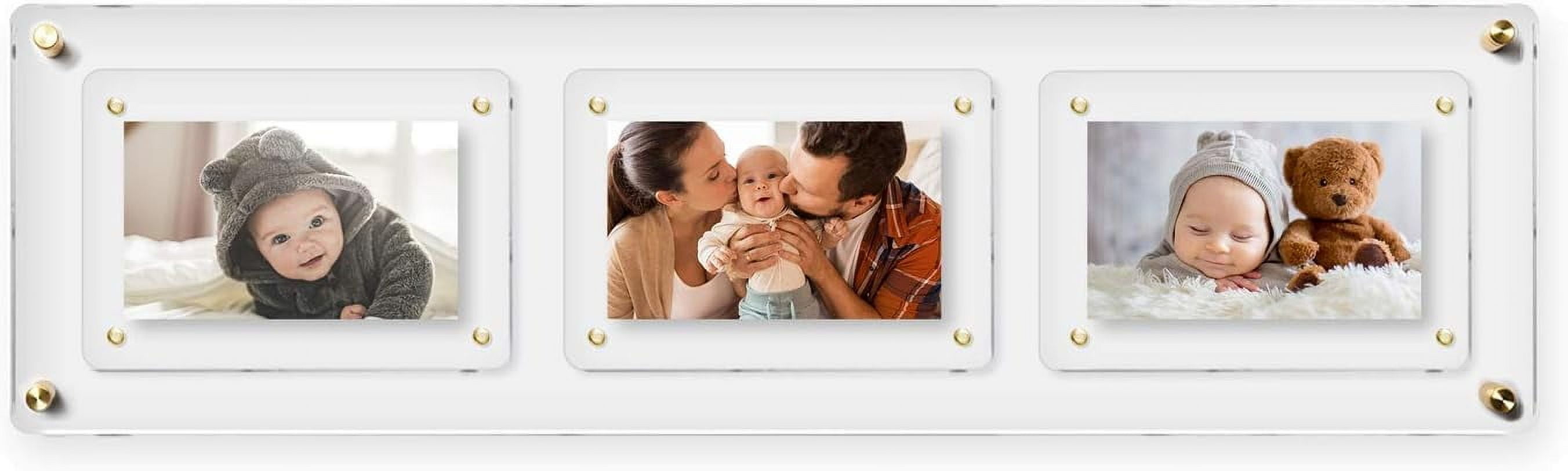 Acrylic Collage Picture Floating Frame - 3 5x7 Inch Horizontal Magnetic ...