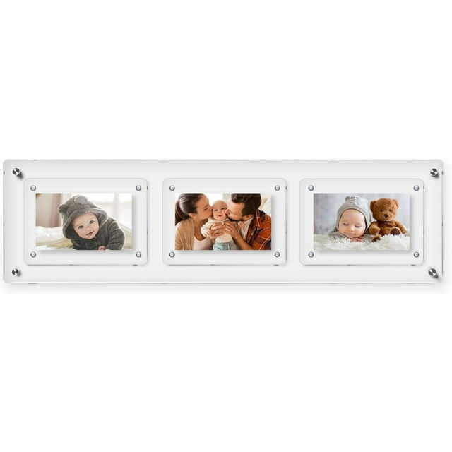Acrylic Collage Picture Floating Frame - 3 5x7 Inch Horizontal Magnetic ...