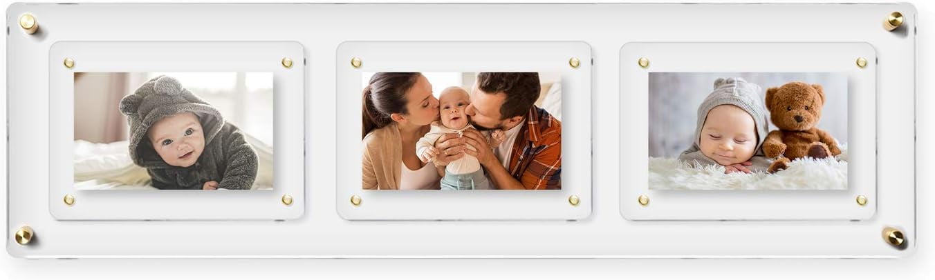 Acrylic Collage Picture Floating Frame - 3 6x8 Inch Horizontal Magnetic ...