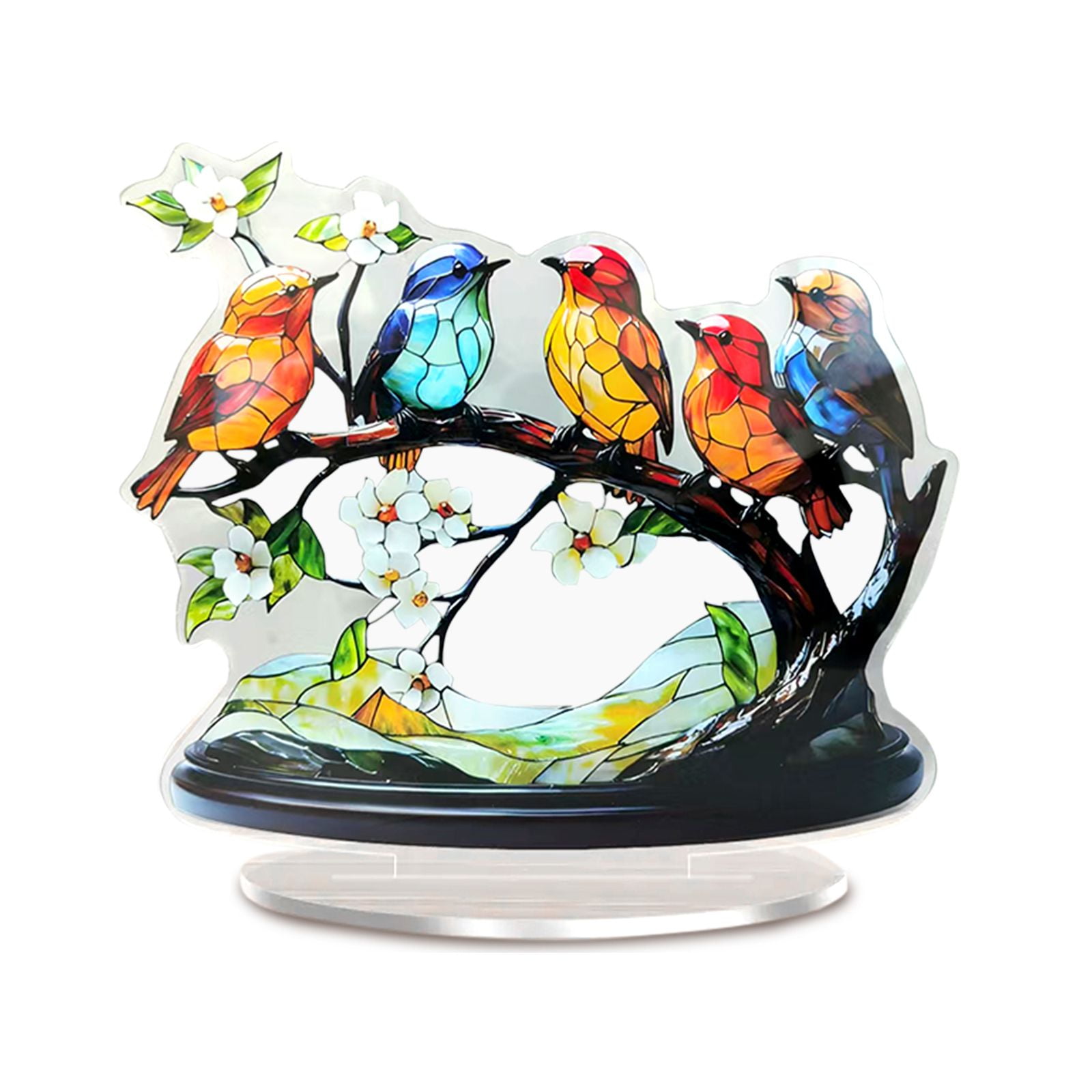 Acrylic Coloured Bird Ornament,Acrylic Hummingbird Decor,Carved with ...