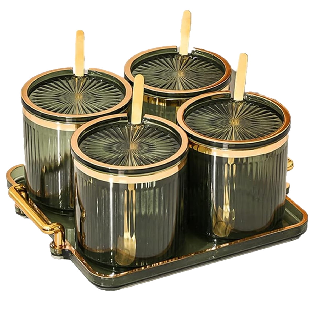 Acrylic Condiment Spice Jars,Condiment Spice Box With Lids and Spoons ...