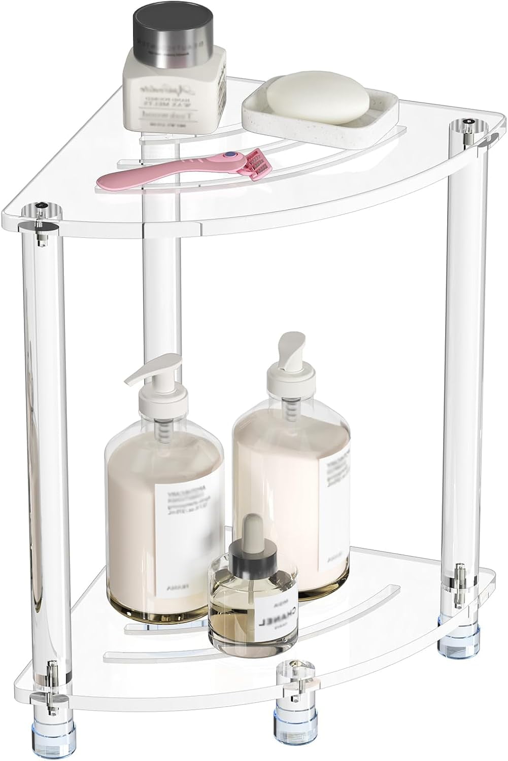 Acrylic Corner Shower Stool for Inside Shower - Clear Small Shower Bench for Shaving Legs ...