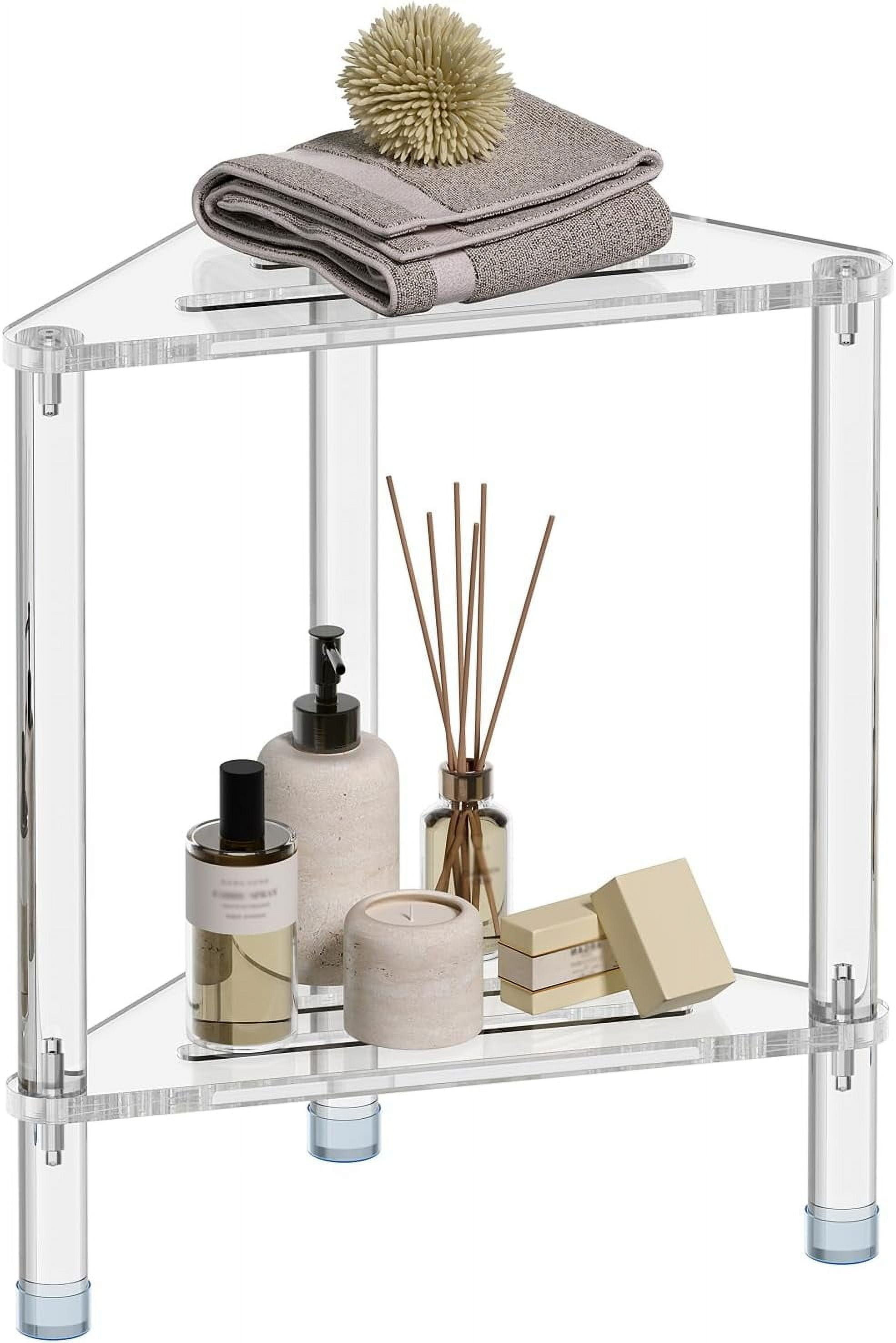 Acrylic Corner Shower Stool for Shaving Legs 11.42" D X 11.42" W X 14. ...