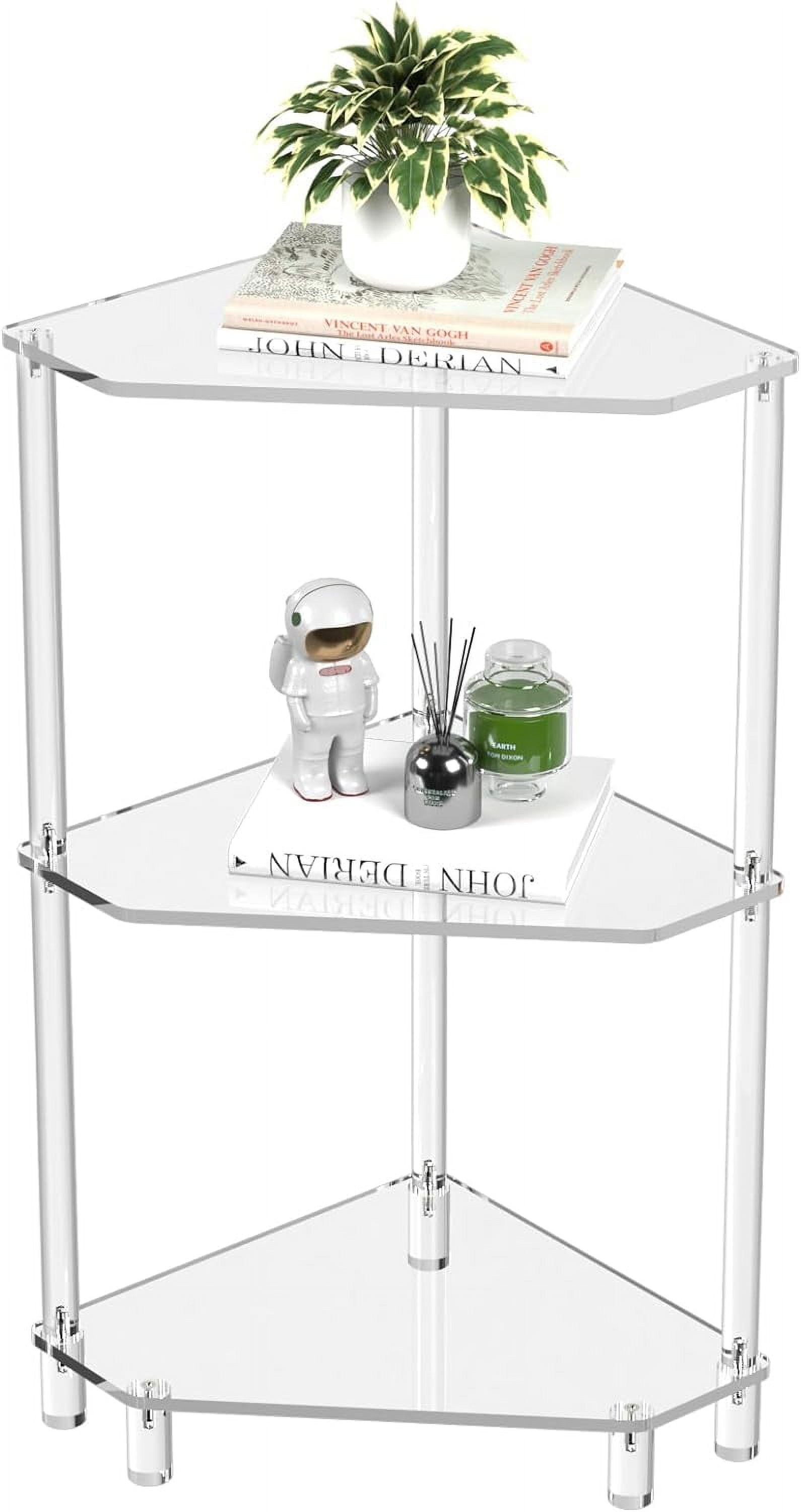 Acrylic Corner Side Table - 3 Tier Triangle End Table - Small Side ...