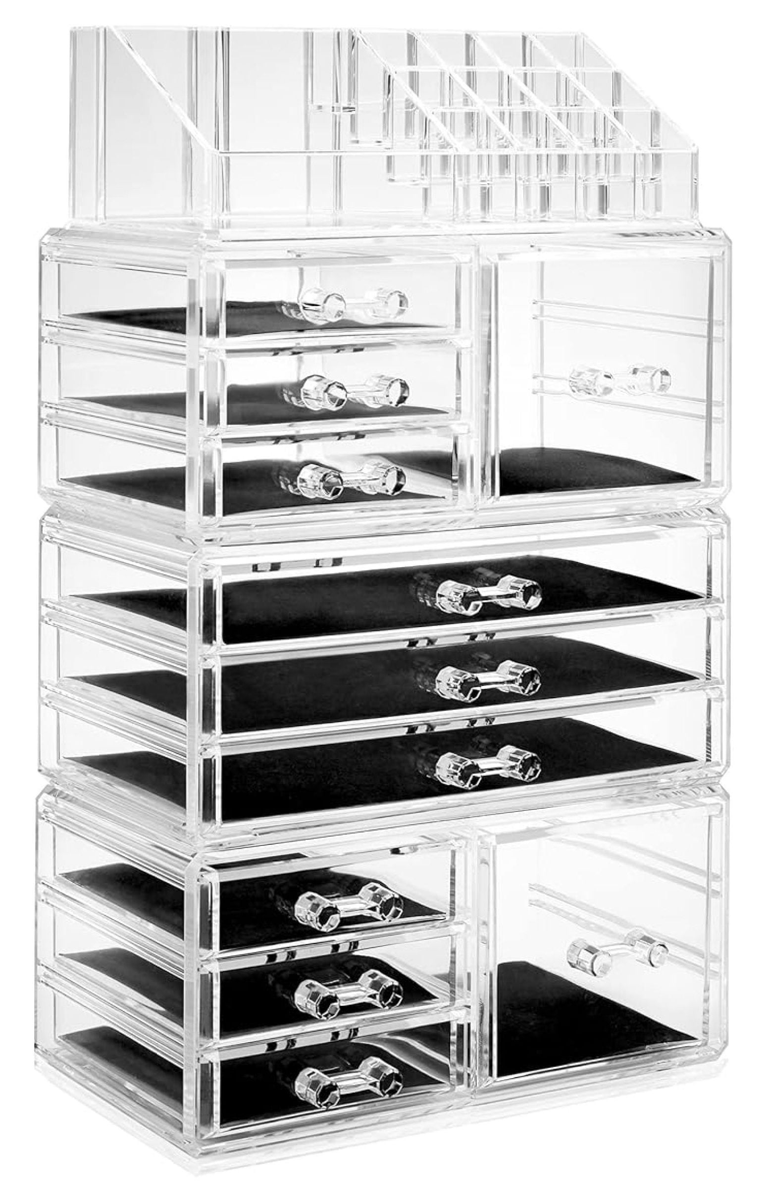 Acrylic Cosmetic Makeup Organizer & Jewelry Storage Display Case - Large 16 Slot, 2 Box & 9 ...