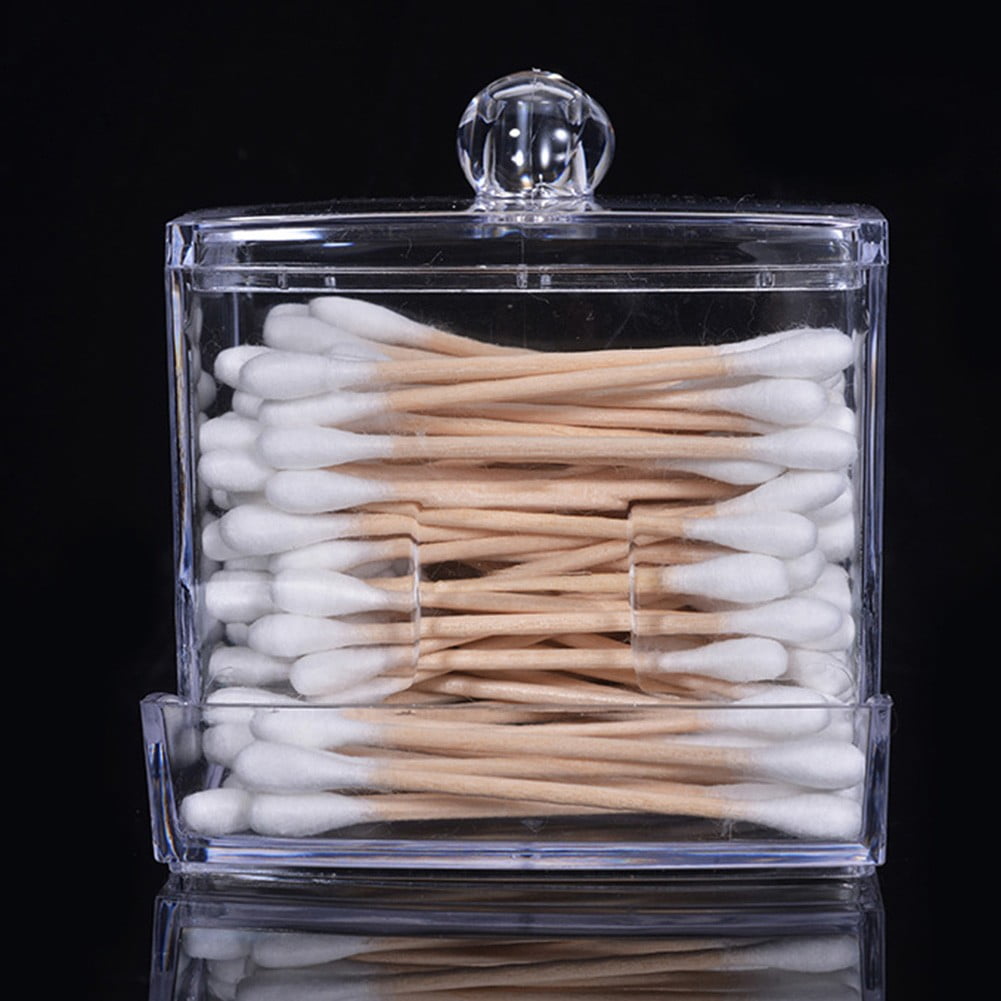 Acrylic Cotton Swabs Storage Holder Box Portable Transparent Makeup ...