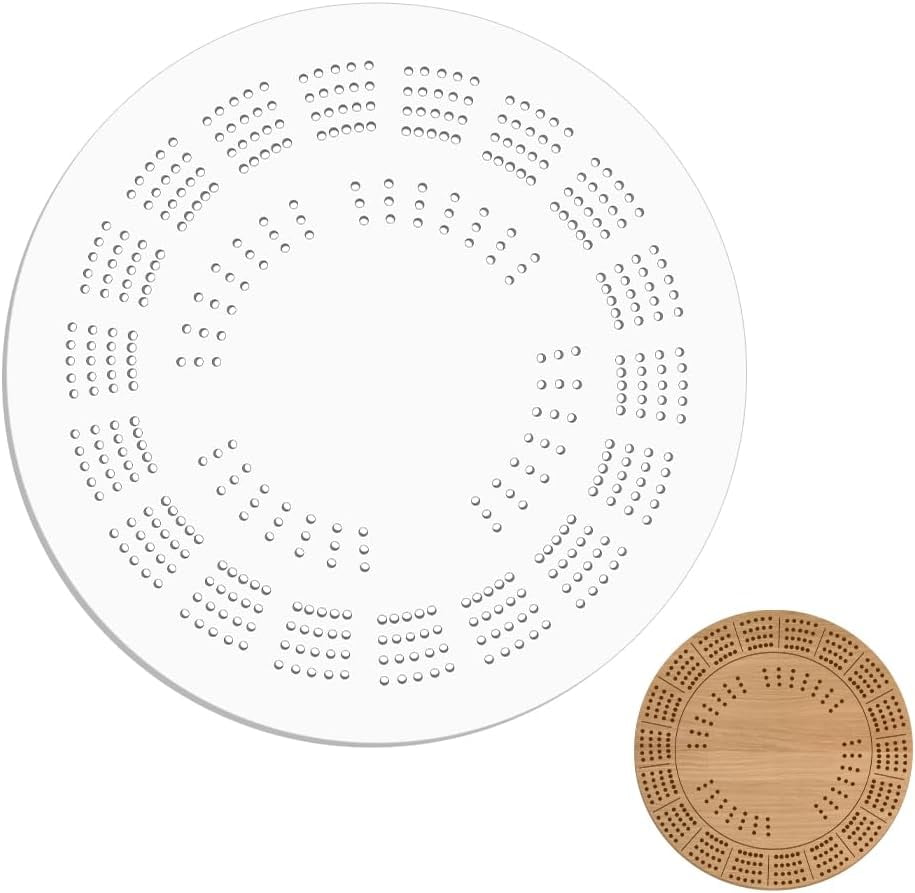 Acrylic Cribbage Board Templates Flat Round Clear 300x6mm Hole: 3mm ...