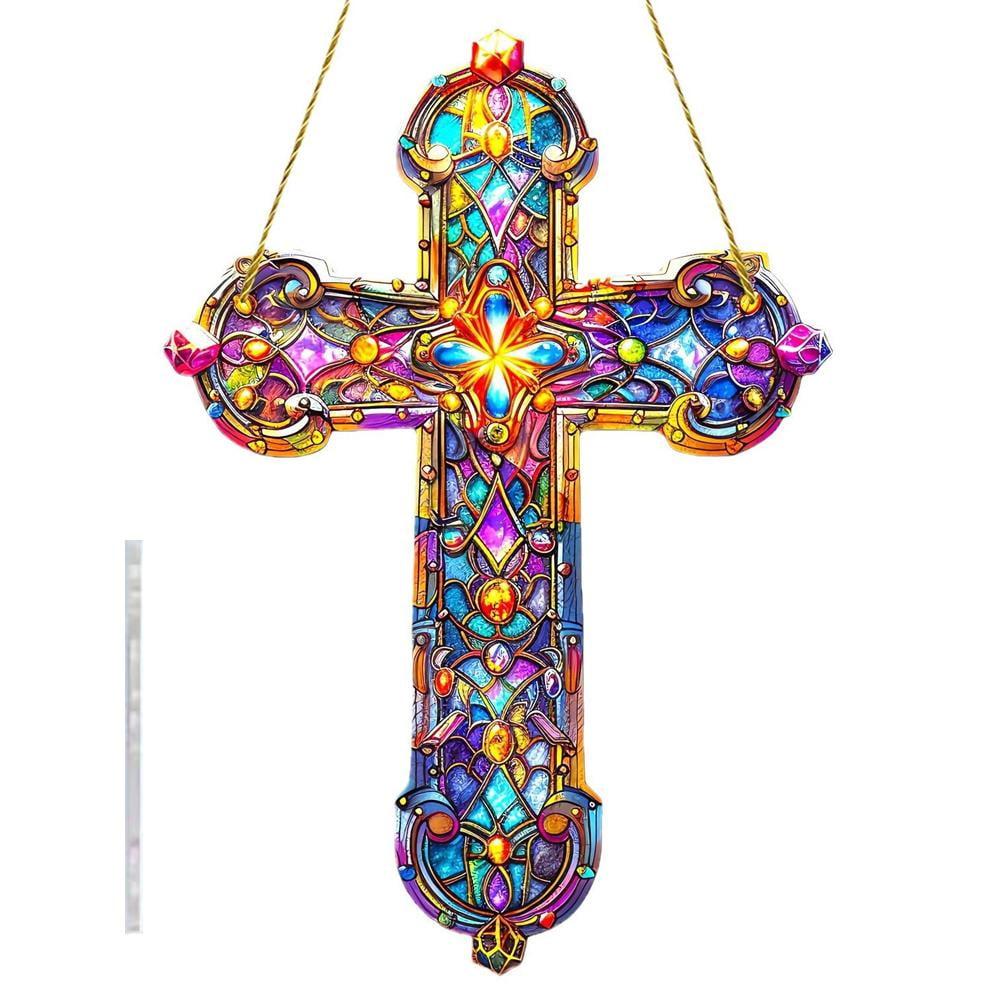 Acrylic Cross Pendant Necklace, 7.88" Transparent Lightweight Christian ...