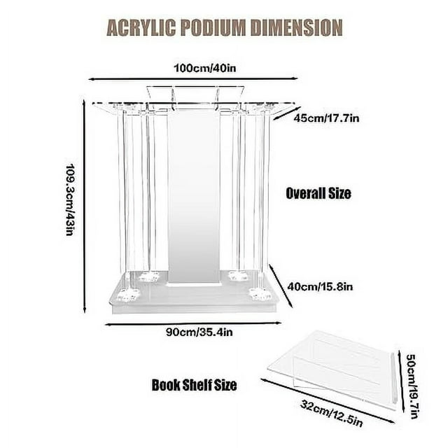 Acrylic Cross Pulpits for Churches, 46" Height Podium Stand for ...