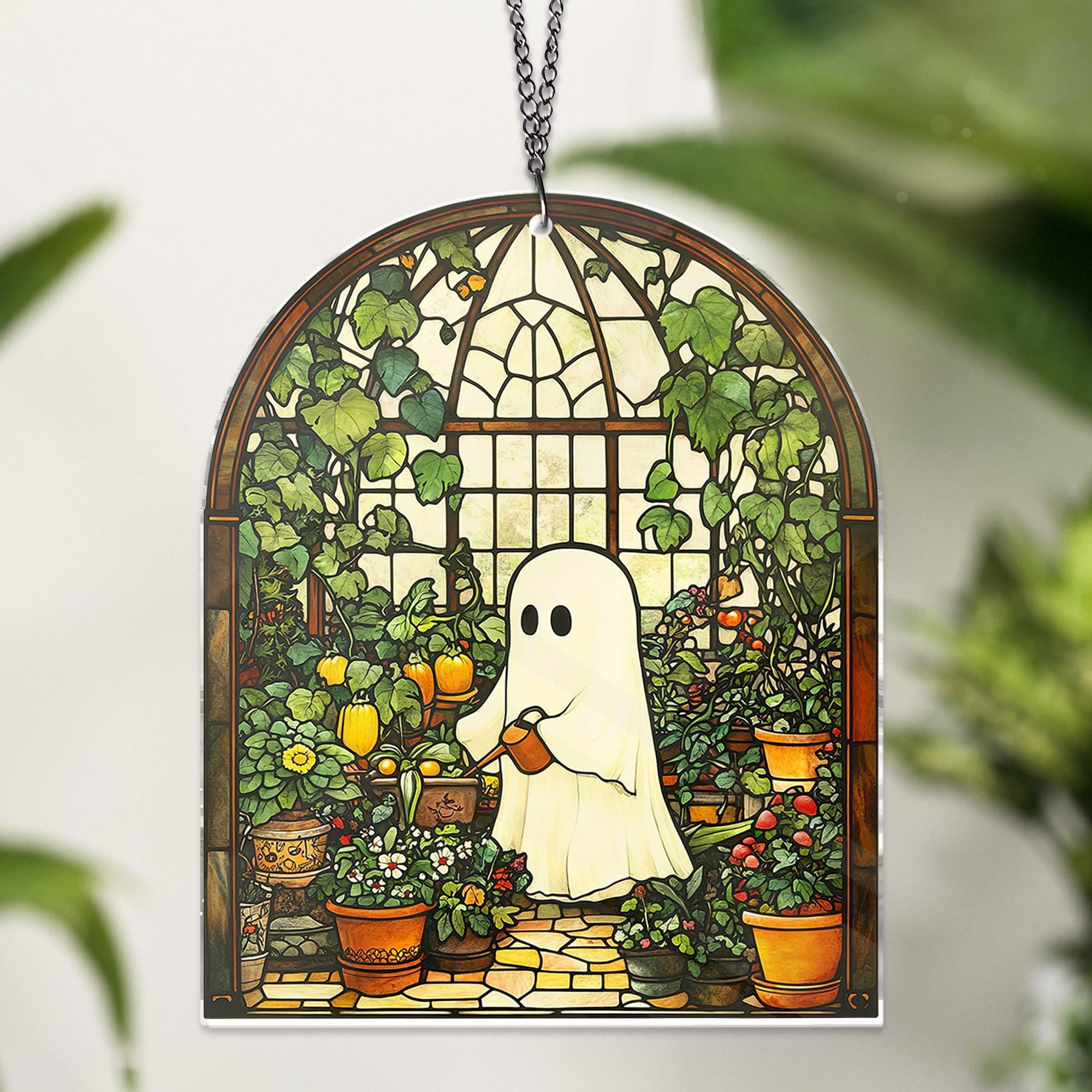 Acrylic Cute Ghost Greenhouse, Halloween Ghost Acrylic Window Hangings ...