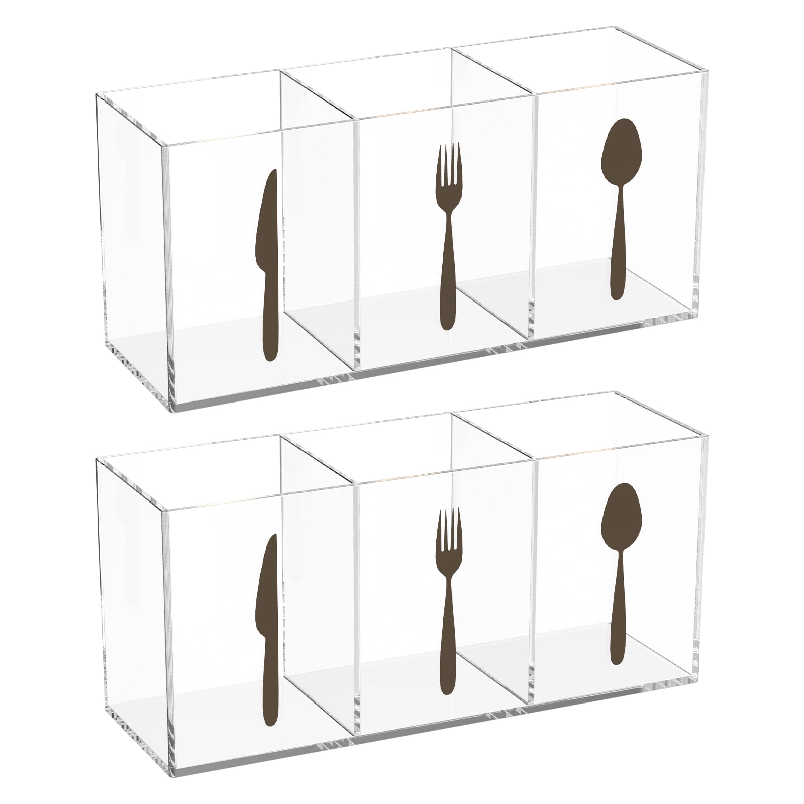 Butory Acrylic Cutlery Organizer, Clear 3-Section Utensil Holder, Easy ...