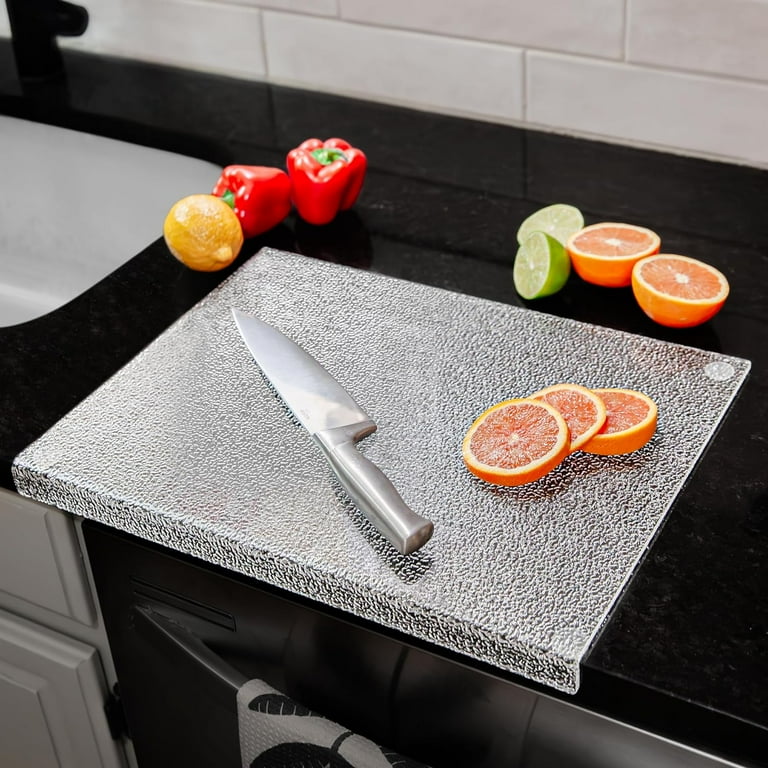 Acrylic Cutting Board With Counter Lip 15.7 x 11.8 Acrylic Cutting Board Textured Non Slip Kitchen Cutting Board For Countertop Over The