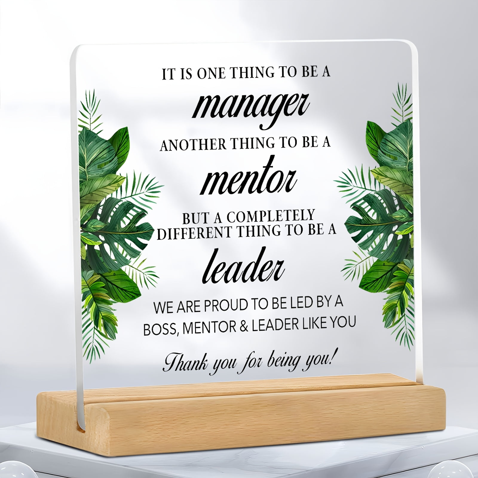 Acrylic Decorative Sign & Plaque with Wooden Stand - Ideal for Mentor ...