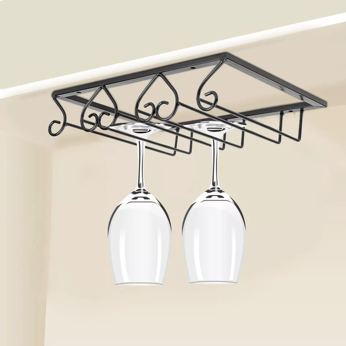 Acrylic Design Art Metal Under Shelf Stemware Glass Holder Storage ...