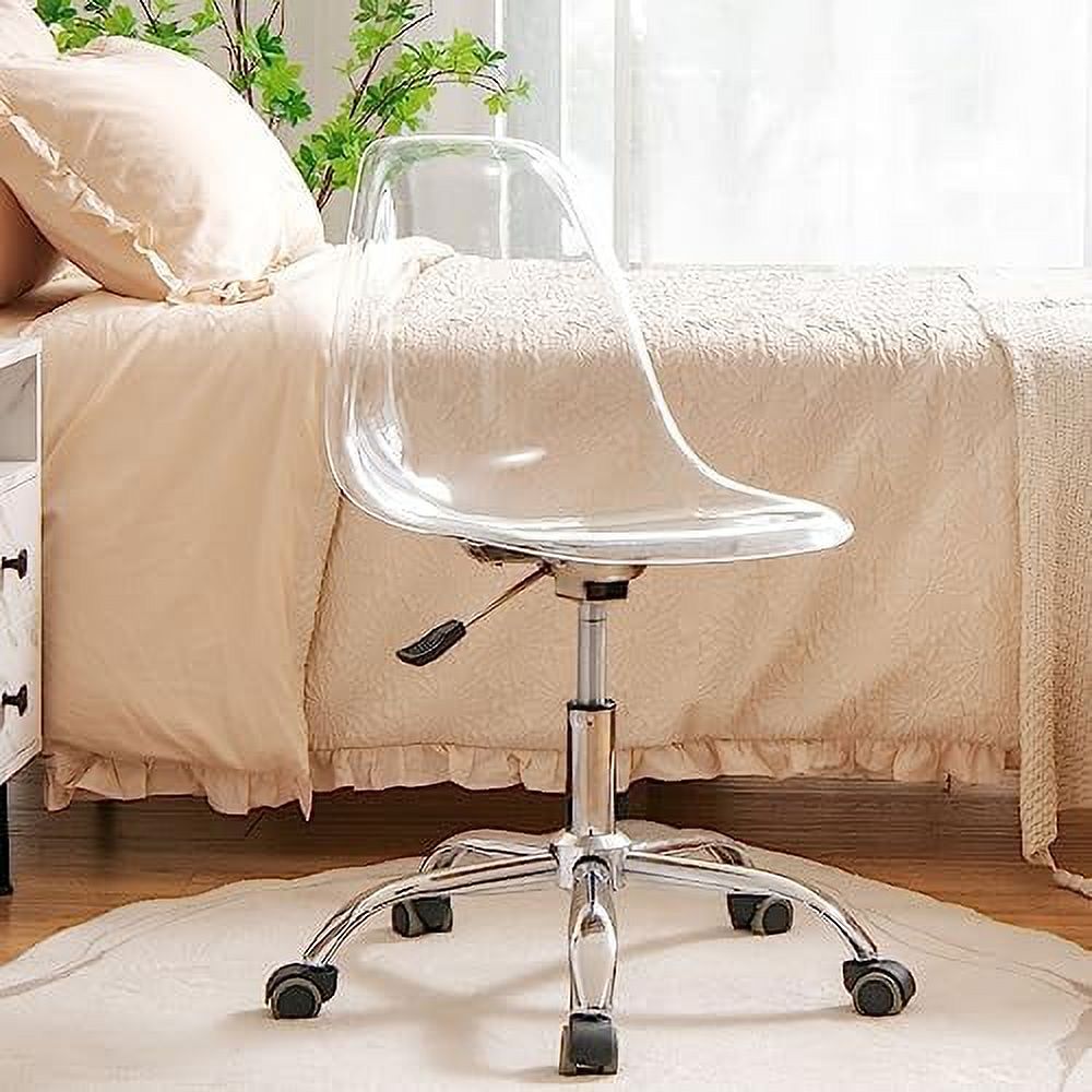 Acrylic Desk Chair Clear Armless Office Rolling Chair Height Adjustable ...