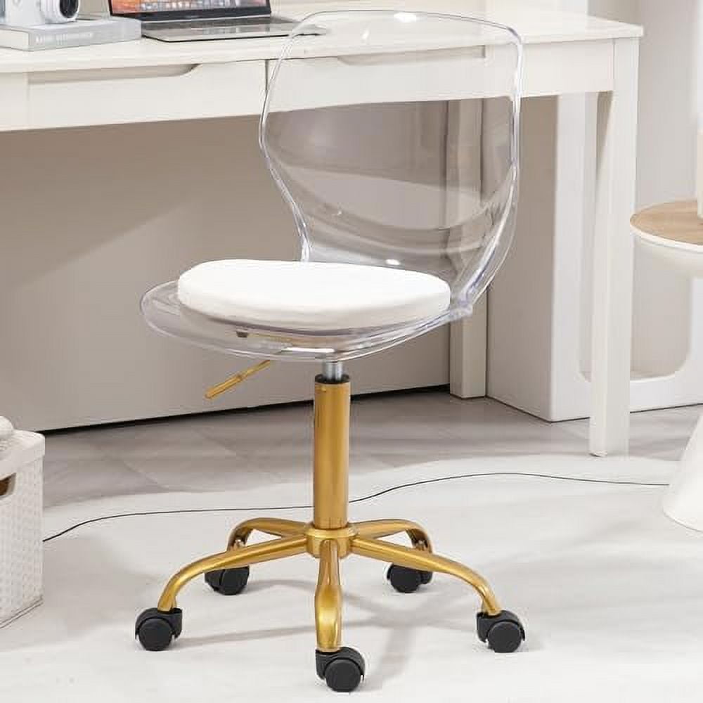 Acrylic Desk Chair Clear Rolling Chair Armless Vanity Swivel Chair ...